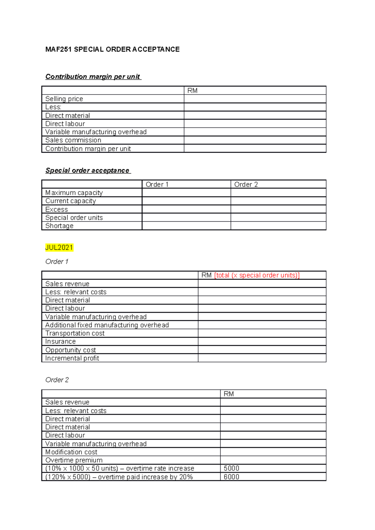 MAF251 Special Order - MAF251 SPECIAL ORDER ACCEPTANCE Contribution ...