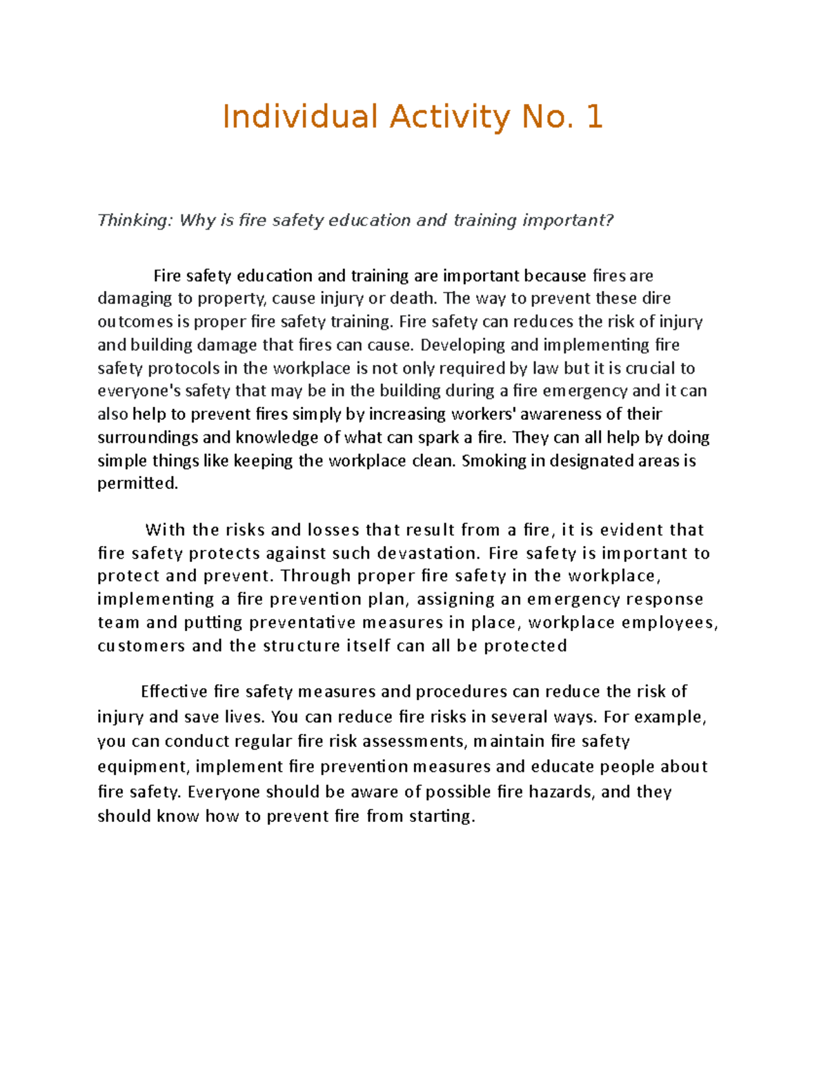 Individual Activity No nstp - Individual Activity No. 1 Thinking: Why ...