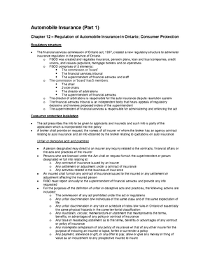 Chapter 10–Statutory Conditions - Automobile Insurance (Part 1) Chapter ...