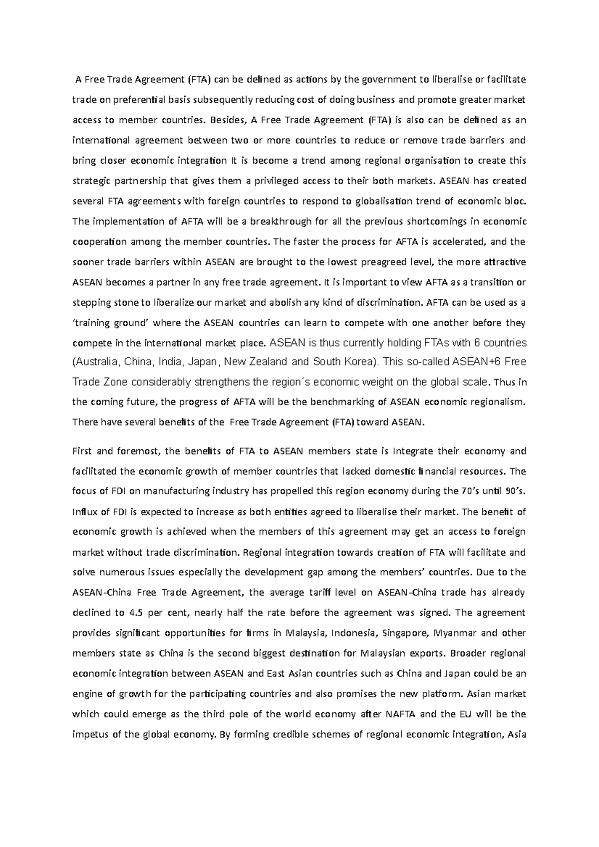 A Free Trade Agreement - Besides, A Free Trade Agreement (FTA) is also ...
