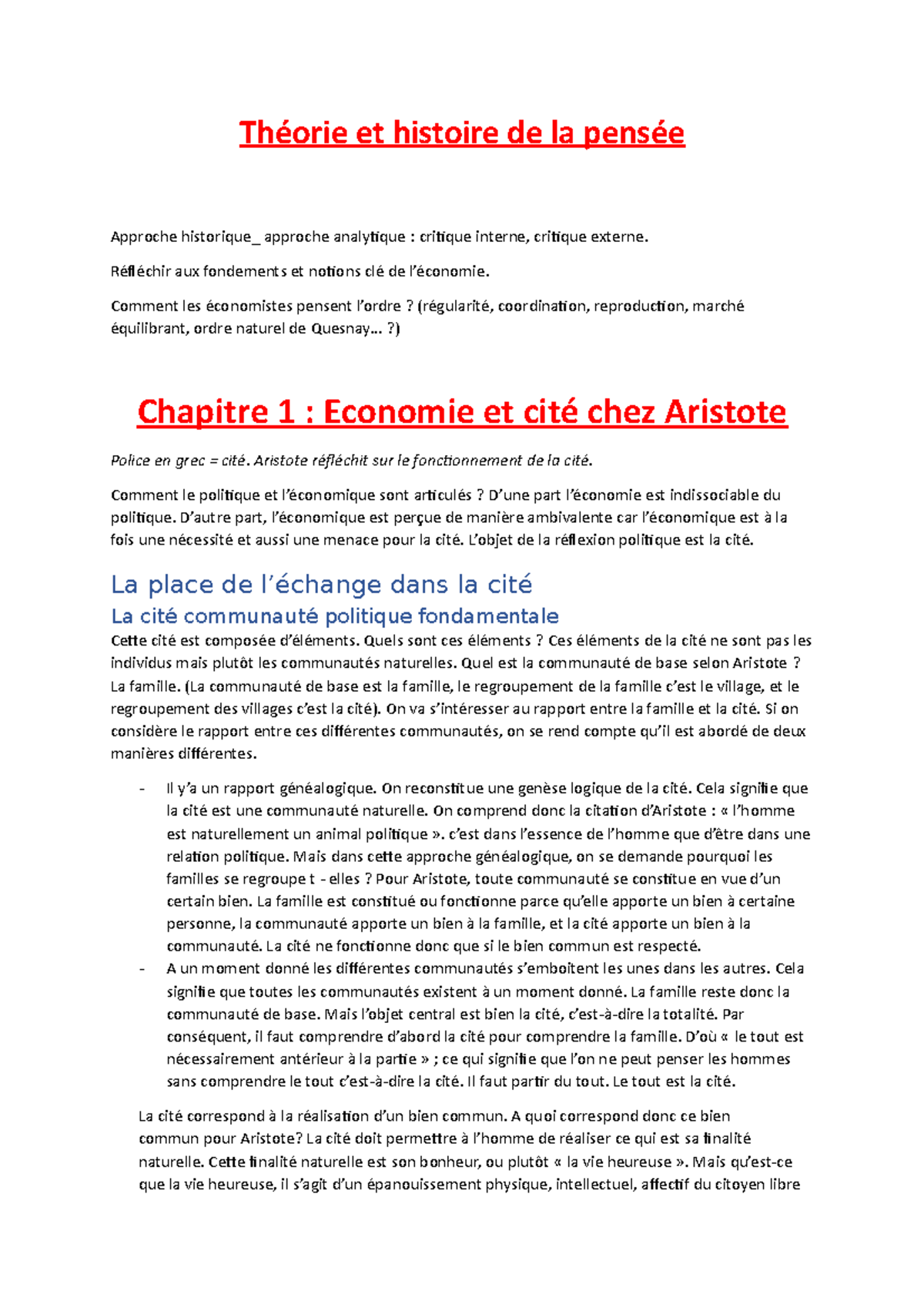 Théorie et histoire de la pensée économique - Théorie et histoire de la ...