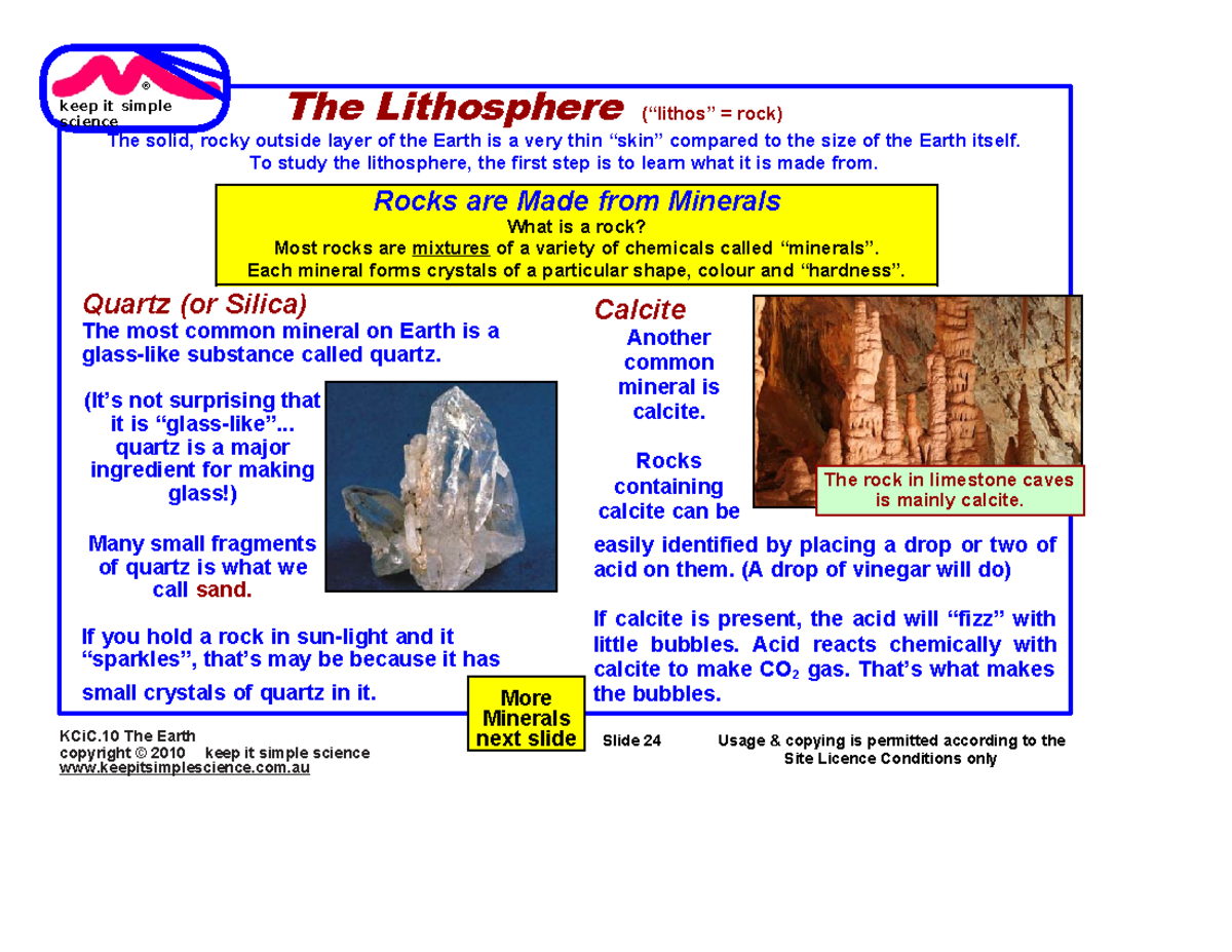 Erosion + Rocks Revision - keep it simple science The Lithosphere ...