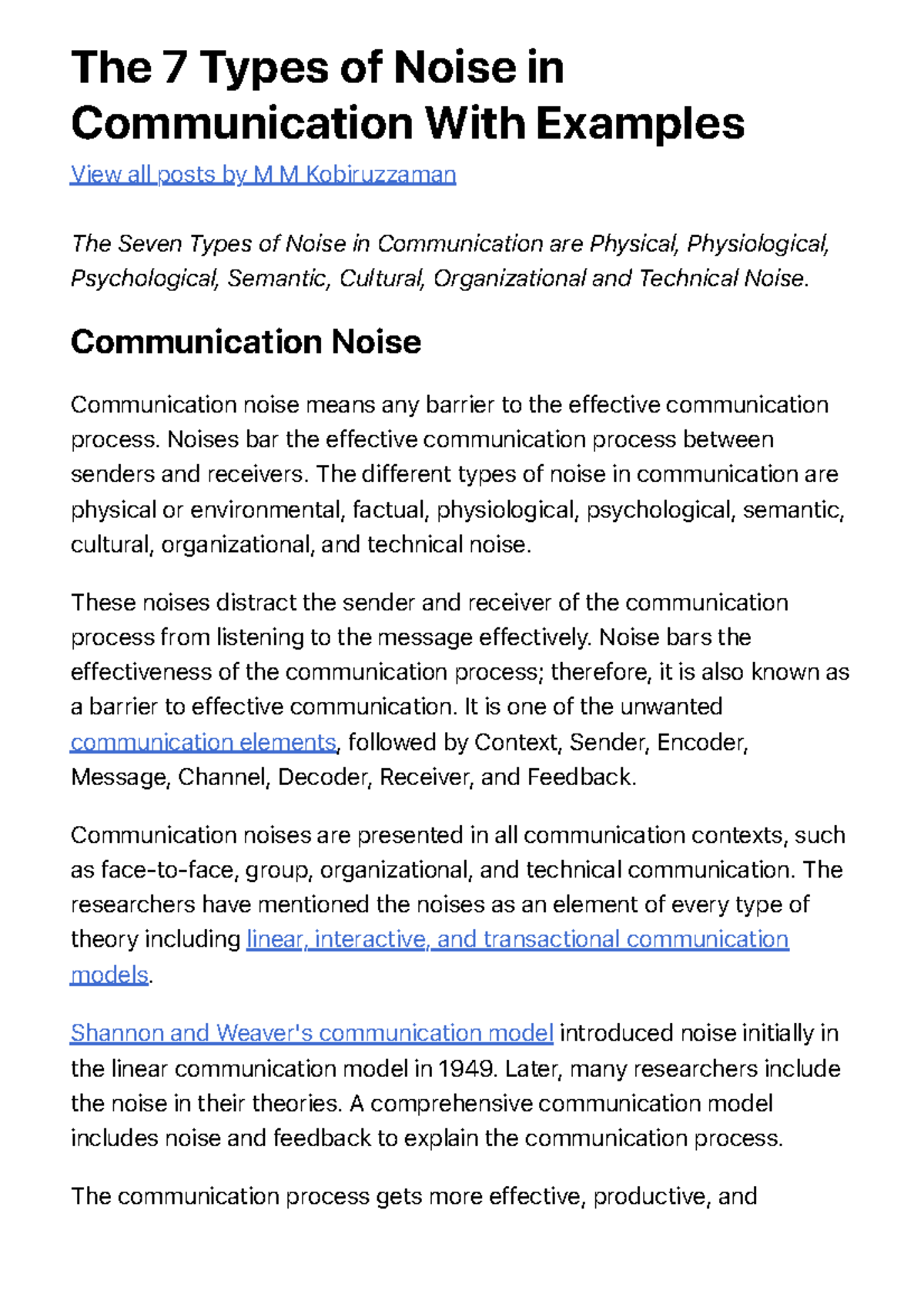 Unit 1 Types of Noise in Communication With Example - The 7 Types of Noise in Communication With ...