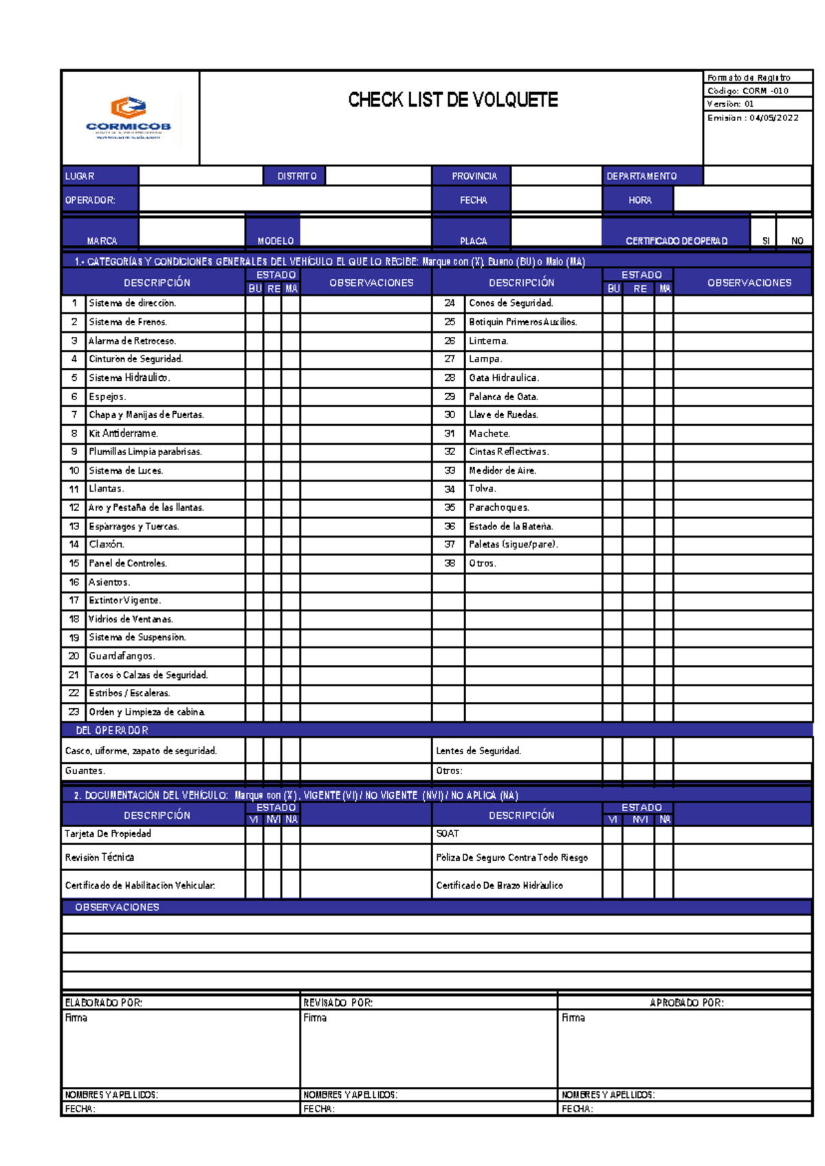 Check-list-de-volquete compress - CHECK LIST DE VOLQUETE Formato de ...