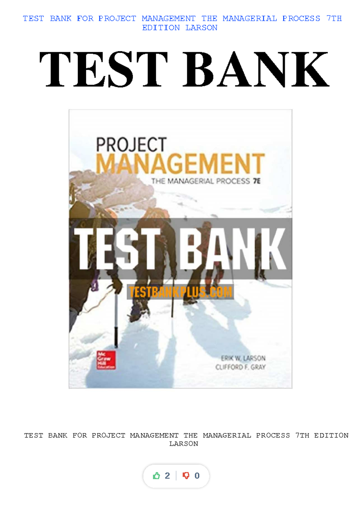 Chap 2 - PMa Course - TEST BANK FOR PROJECT MANAGEMENT THE MANAGERIAL ...