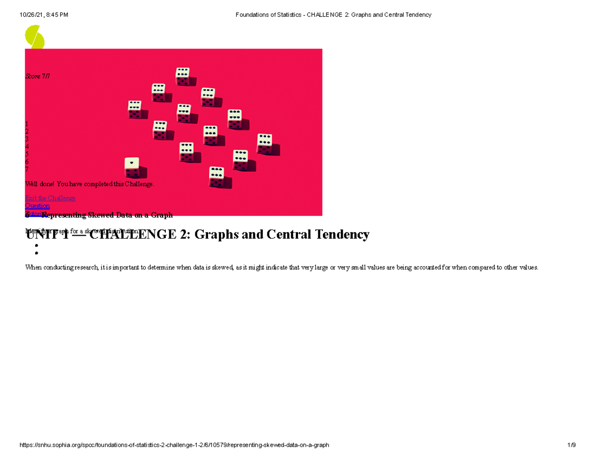 Foundations of Statistics - Challenge 2 Graphs and Central Tendency 9 ...