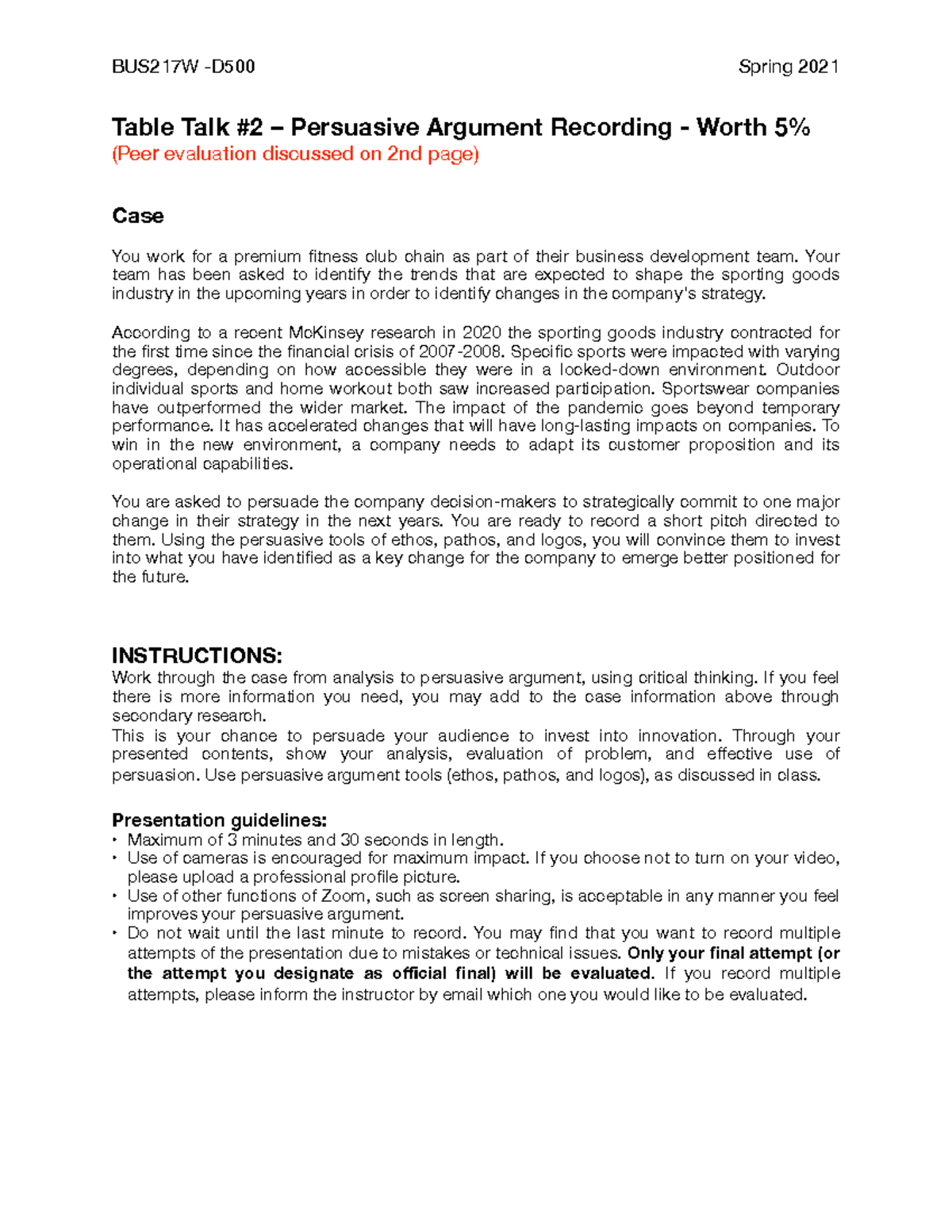 BUS217 W D300 Table Talk#2 - BUS217W -D500 Spring 2021 Table Talk #2 ...