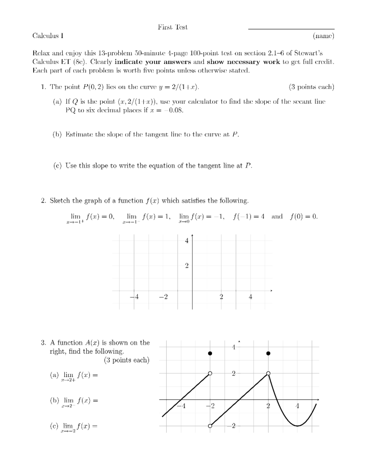 MATH 30 Test 1 - Test paper - MATH 030 - Studocu