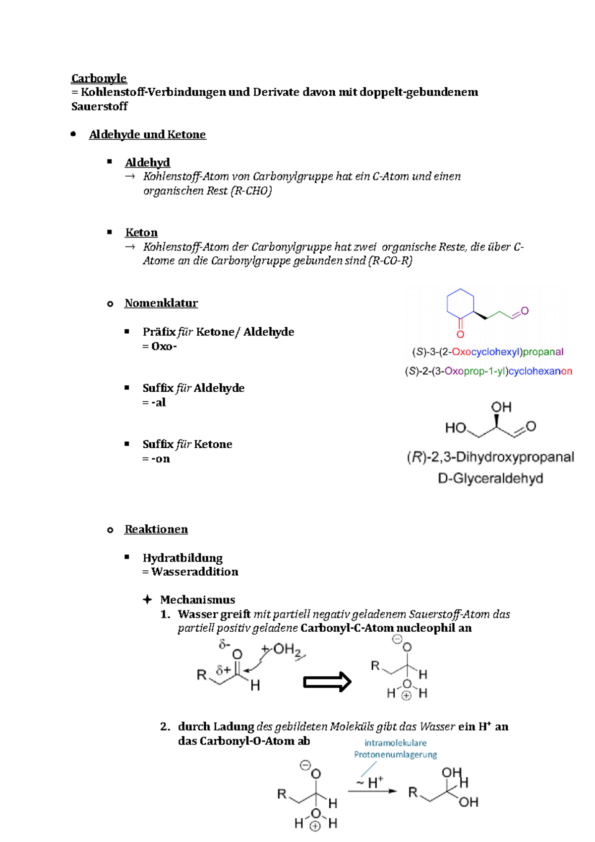 Carbonyle - Chemie TB1- funktionelle Gruppen - Carbonyle = Kohlenstoff ...