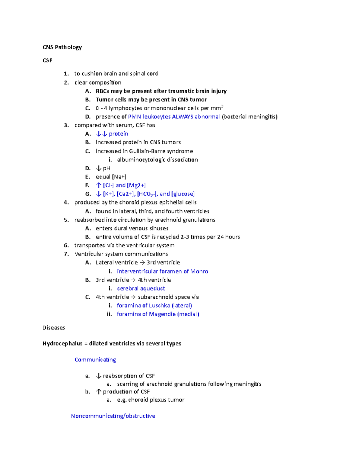 343800424 CNS Pathology CSF docx - CNS Pathology CSF 1. to cushion ...