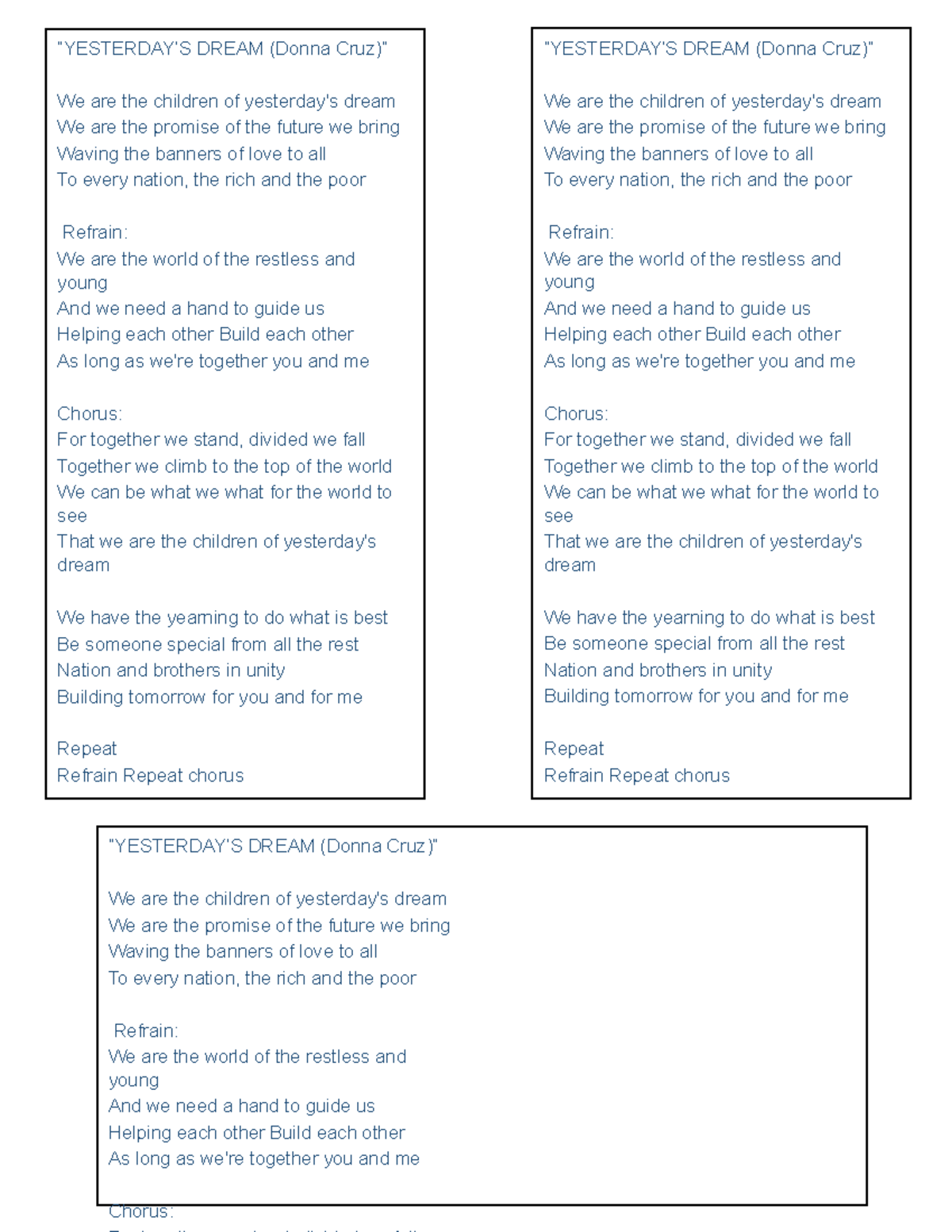 Yesterdzdream - GGTCS - “YESTERDAY’S DREAM (Donna Cruz)” We are the children of yesterday's ...