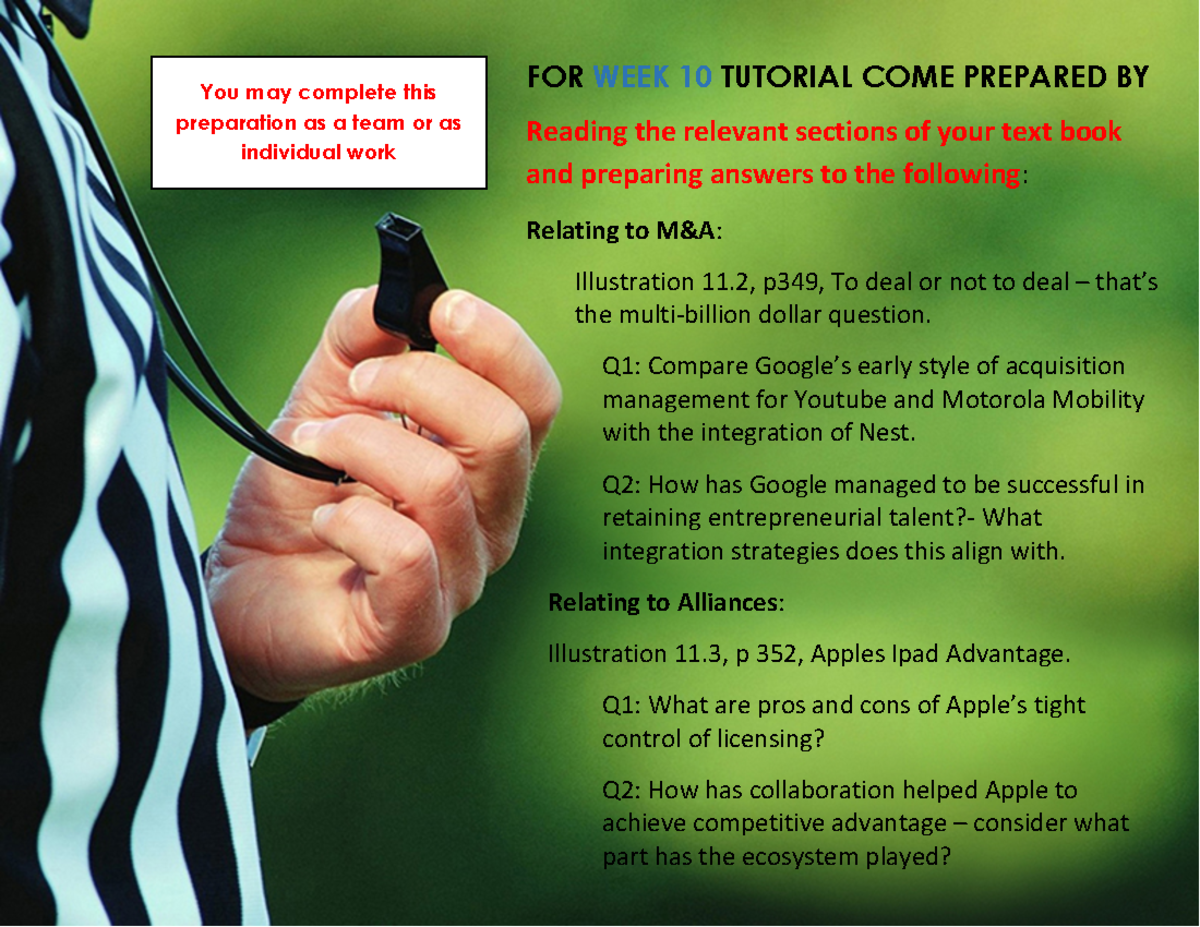 Tutorial PREP for YOUR WEEK 10 Tutorial - FOR WEEK 10 TUTORIAL COME ...