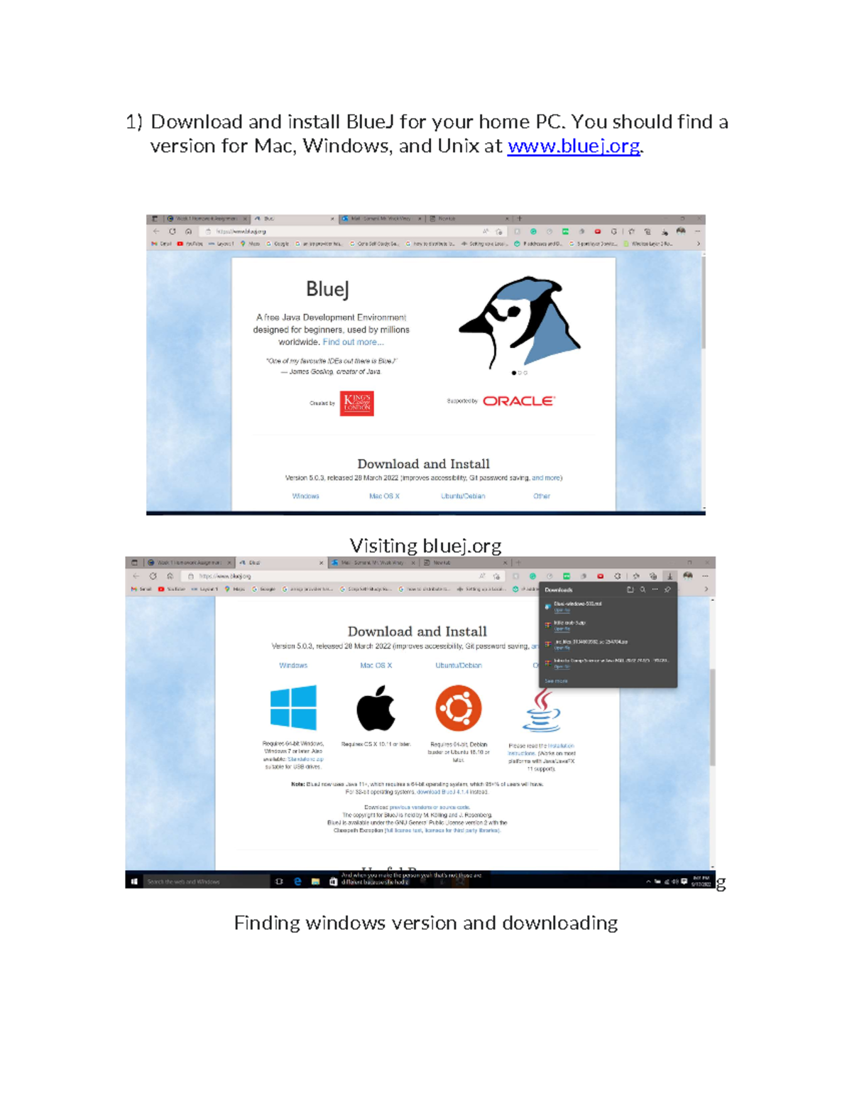 Assignment week 1 - ABC - Download and install BlueJ for your home PC ...
