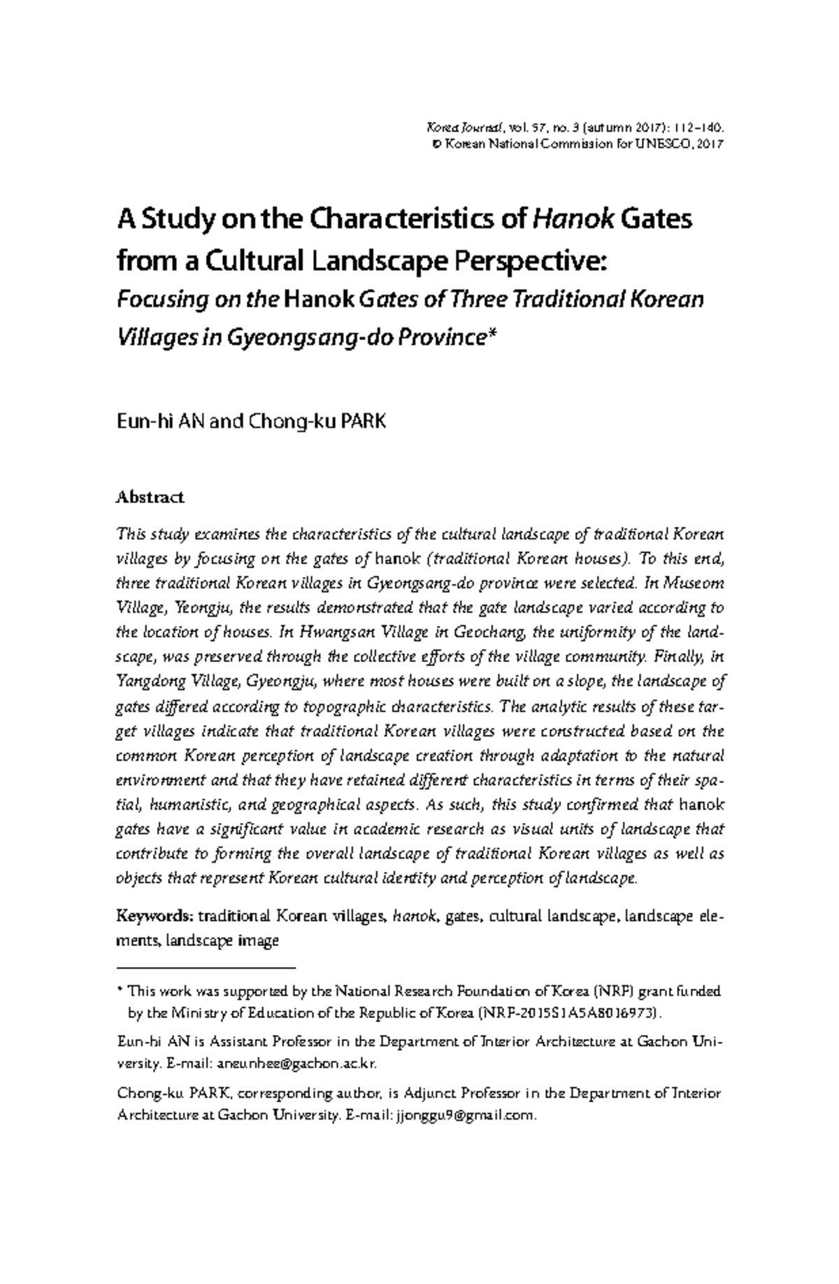 5(Eun-hi AN and) - 112 KOREA JOURNAL / AUTUMN 20 17 Korea Journal, vol ...