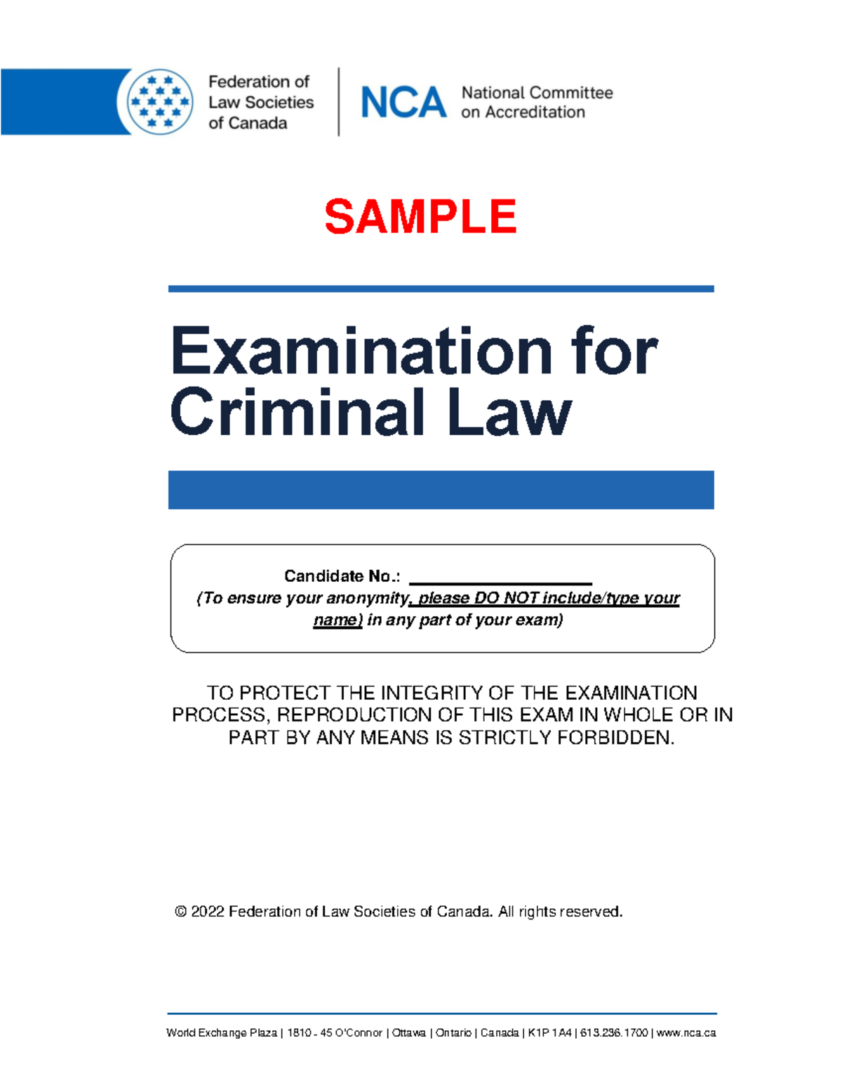 Criminal Law Sample Exam - World Exchange Plaza | 1810 ‑ 45 O’Connor ...
