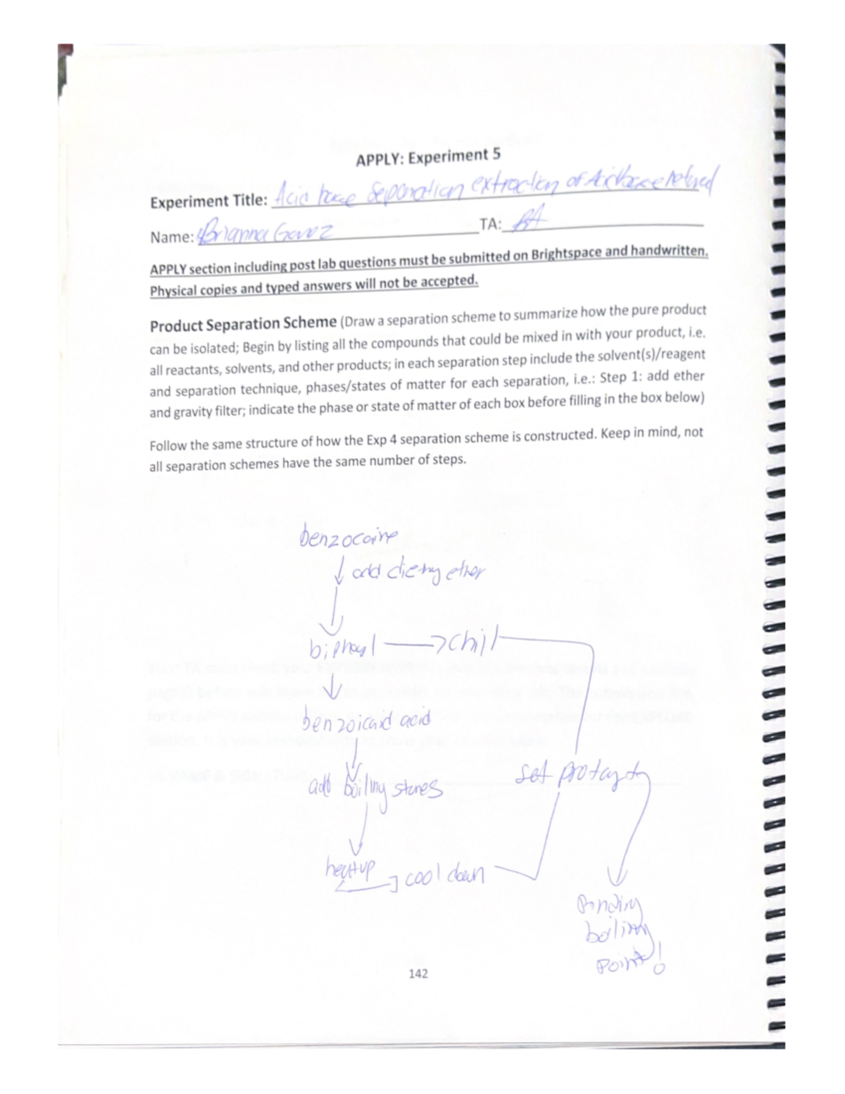 Apply Experiment 5 - APPLY: Experiment 5 Experiment Title: Acic take Separation extraction of ...