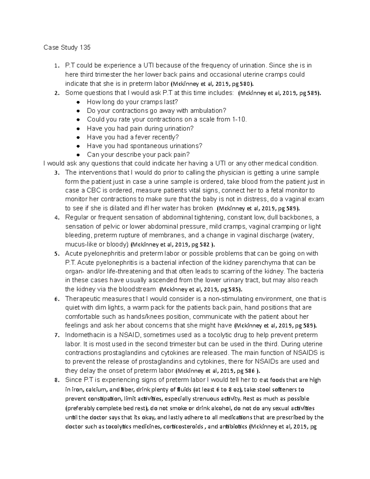 Maternal child Case Study 135 in the clinical case study book nursing ...