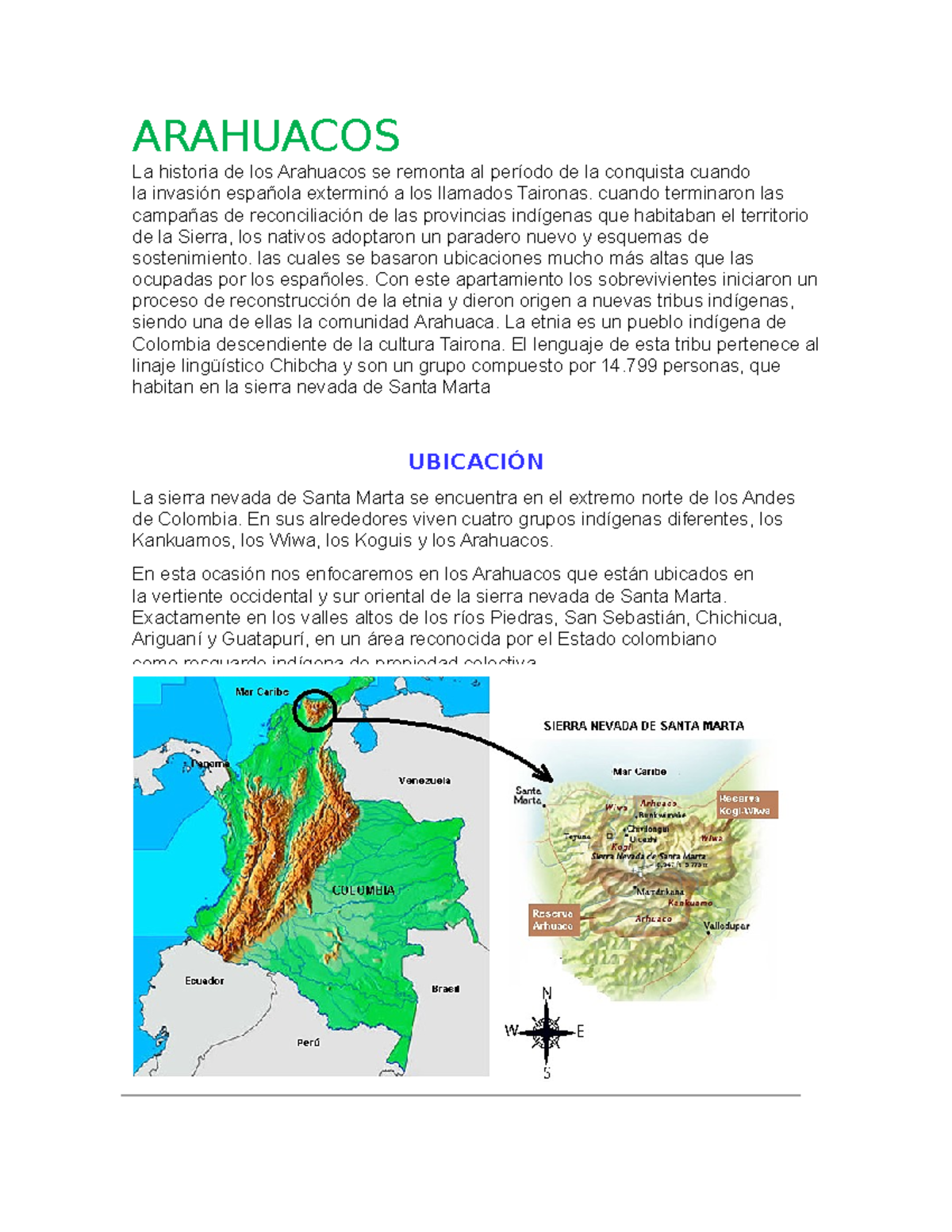 Investigacion indigena - ARAHUACOS - Studocu