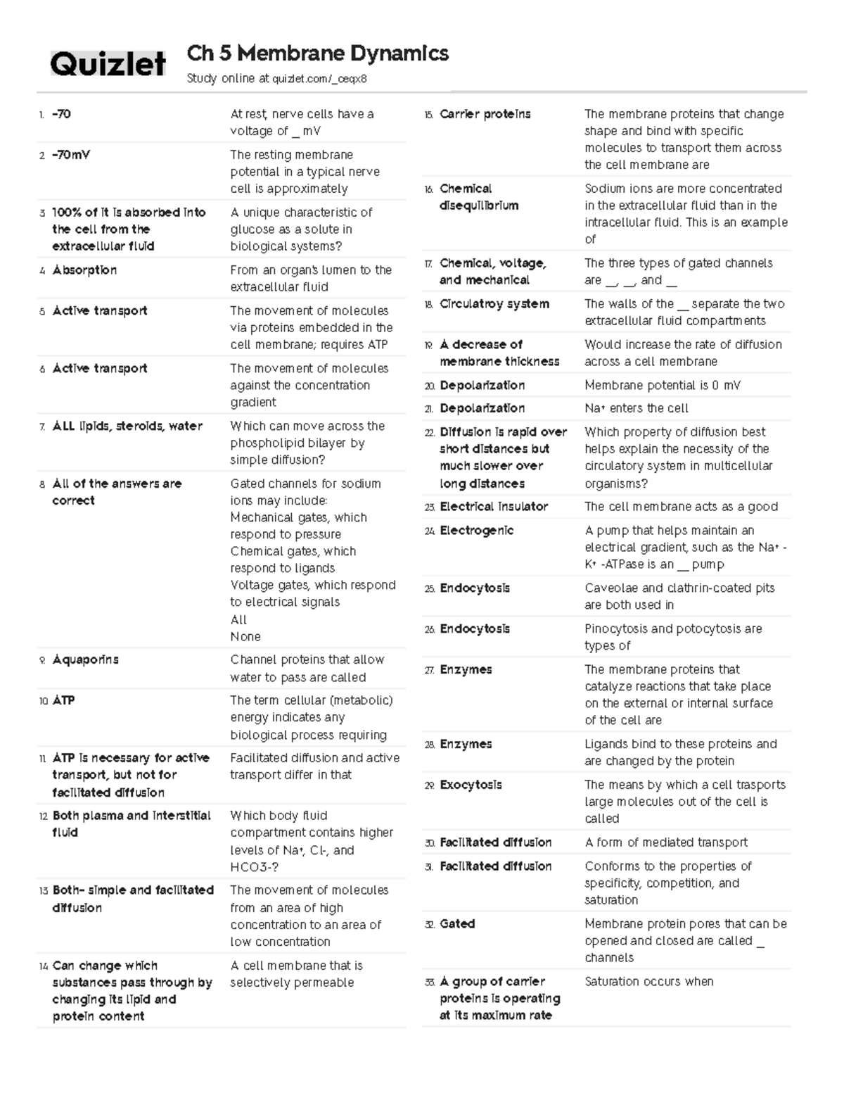 Ch5a practice problems and solutions -70 At rest, nerve cells have a ...