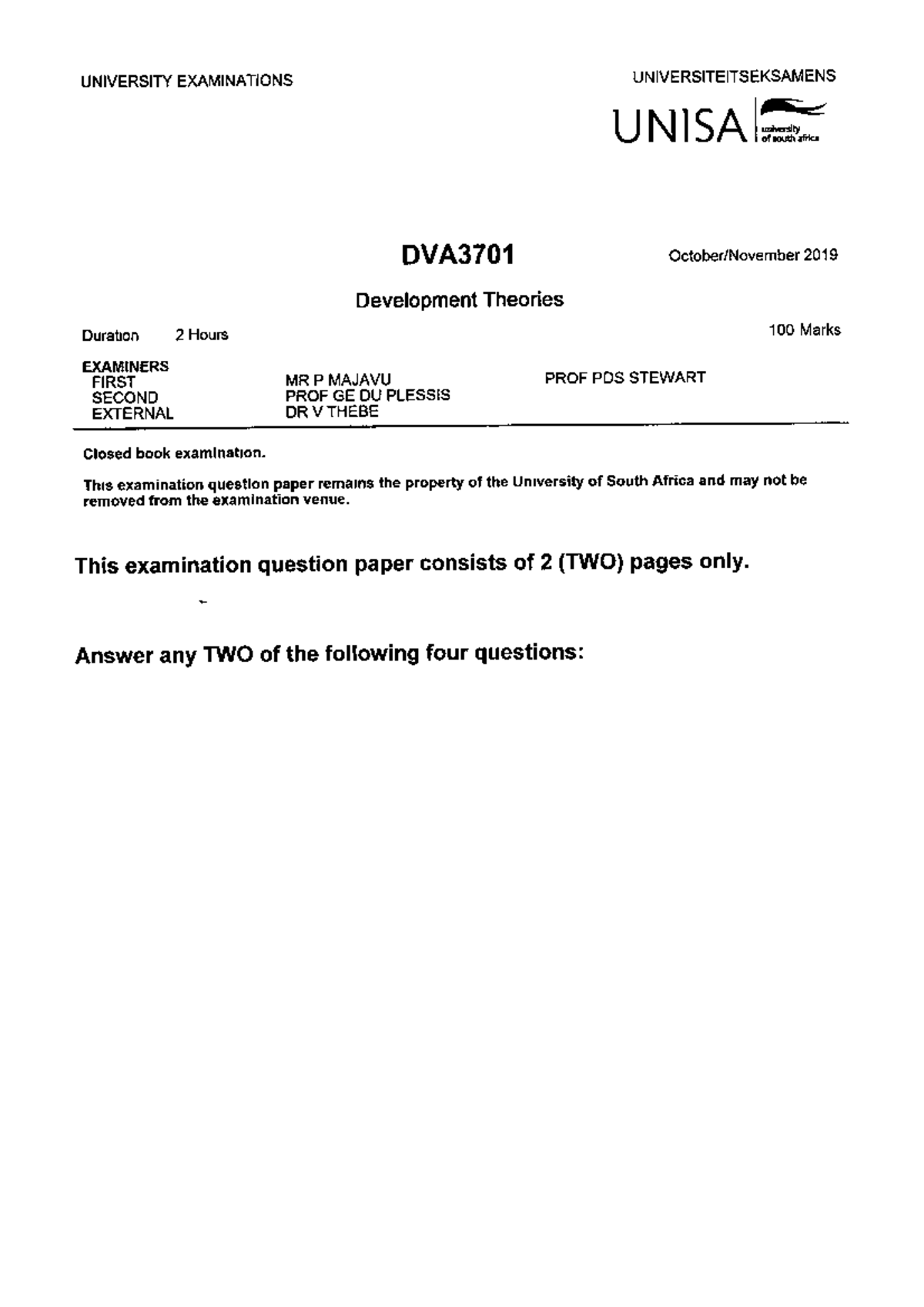 DVA3701 2019 10 E 1 Tutorial Letter 101 Semester 1 2019 - DVA3701 ...