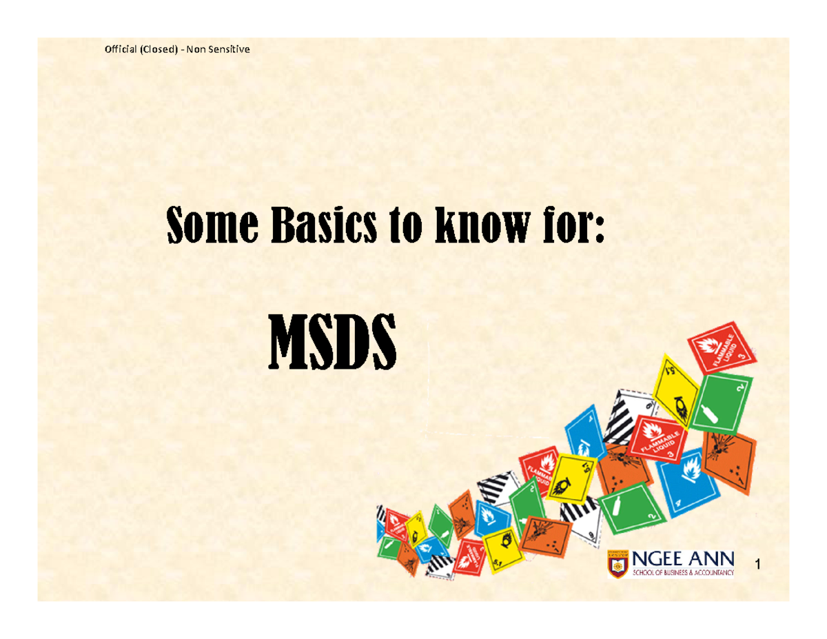 Some DGM Basics - Some Basics to know for: MSDS Introduction ï Most hazmat problems can be ...