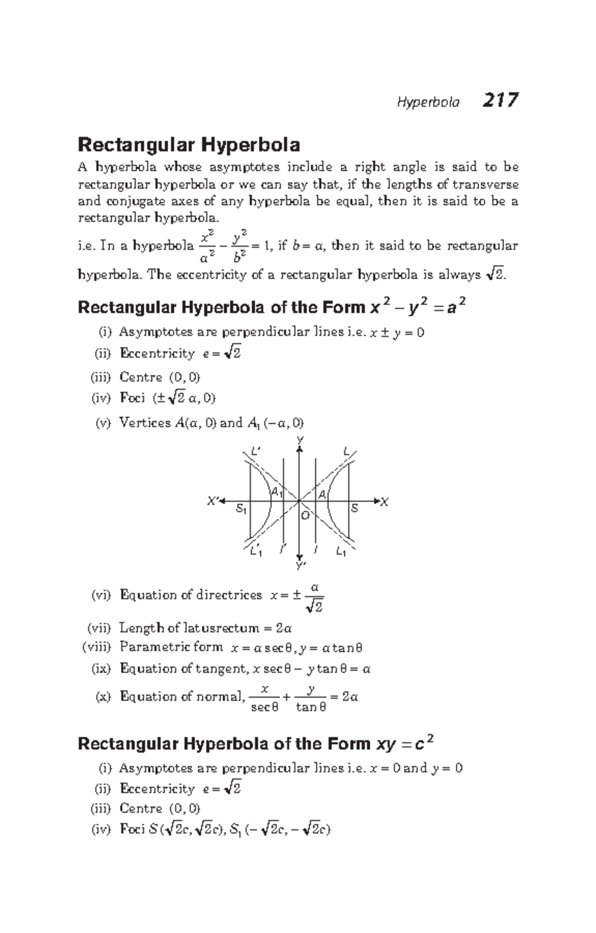 Mathematics notes-29 - Rectangular Hyperbola A hyperbola whose ...
