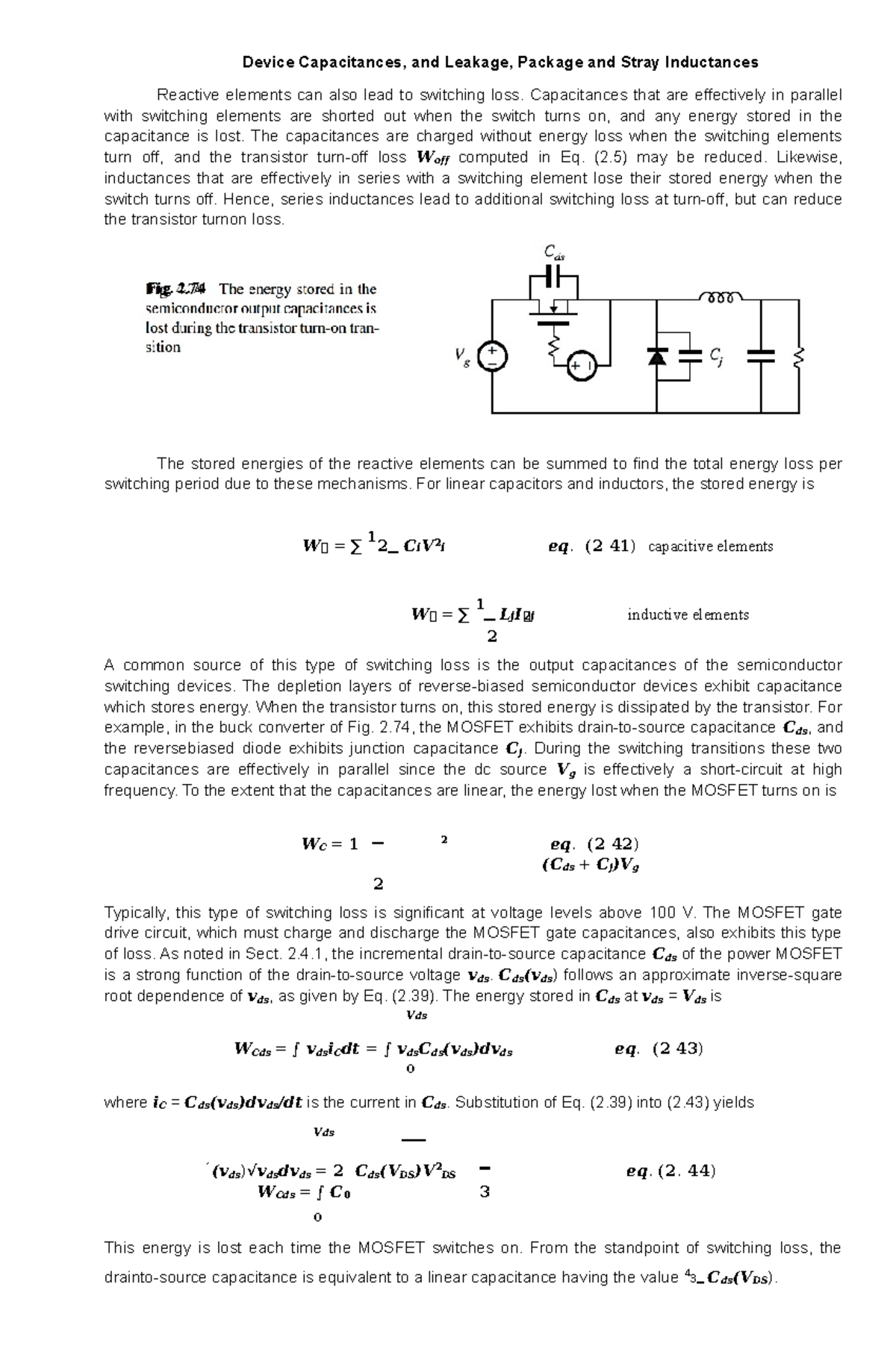 Device Capacitances, and Leakage, Package and Stray Inductances ...