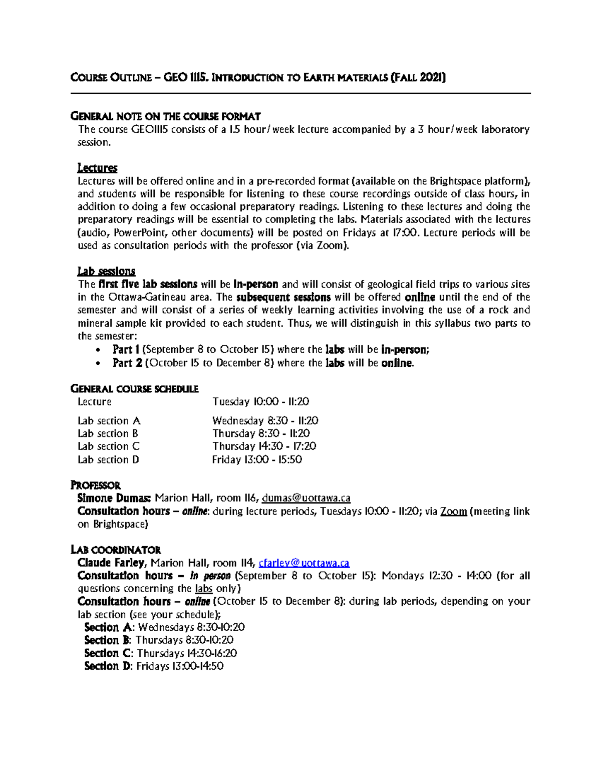 class Syllabus GEO1115 winter of 2021 - COURSE OUTLINE – GEO 1115 ...