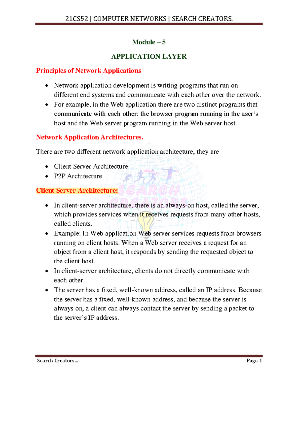 Computer network module-05 - Module – 5 APPLICATION LAYER Principles of Network Applications ...