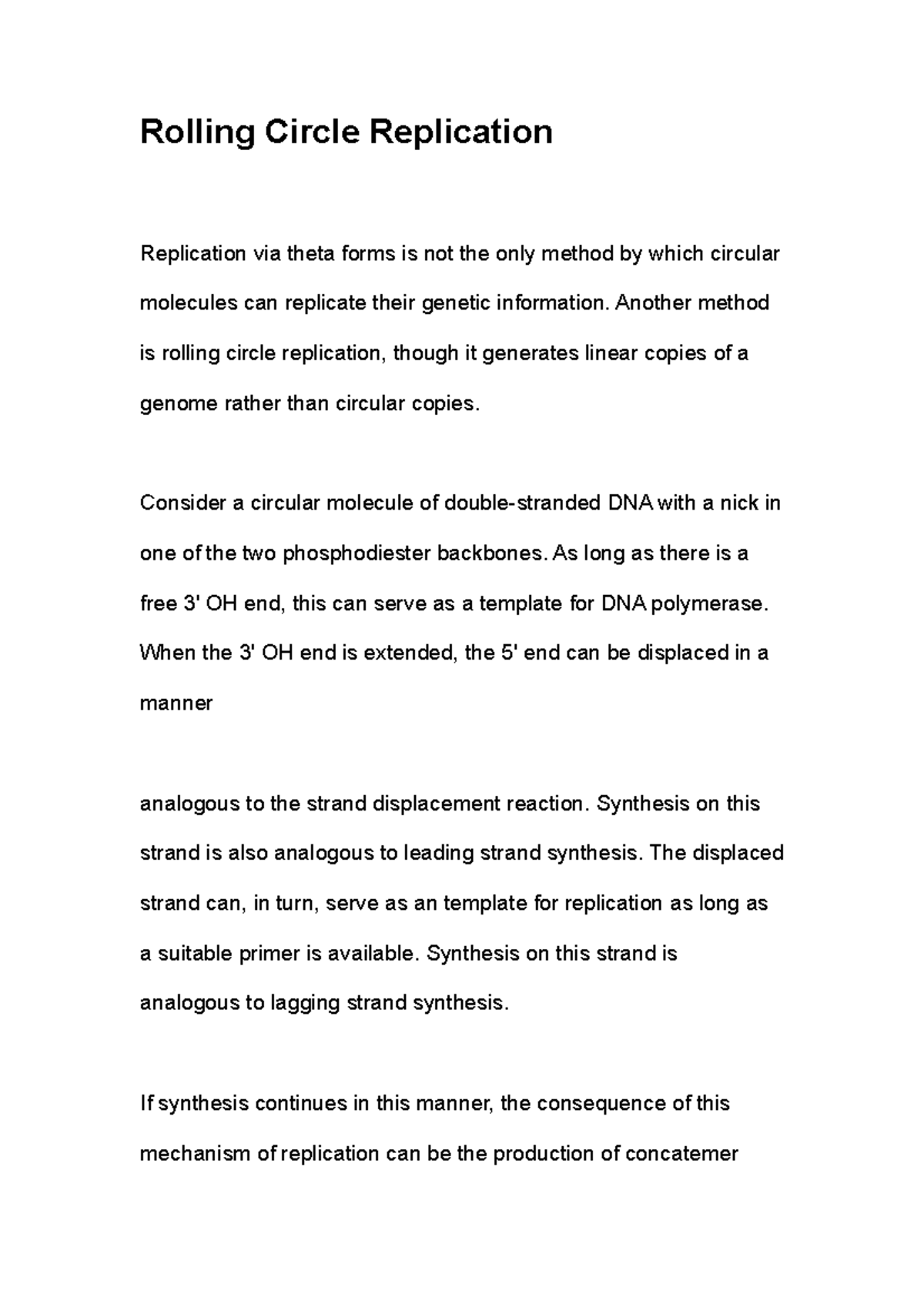 Rolling Circle Replication - Rolling Circle Replication Replication via ...