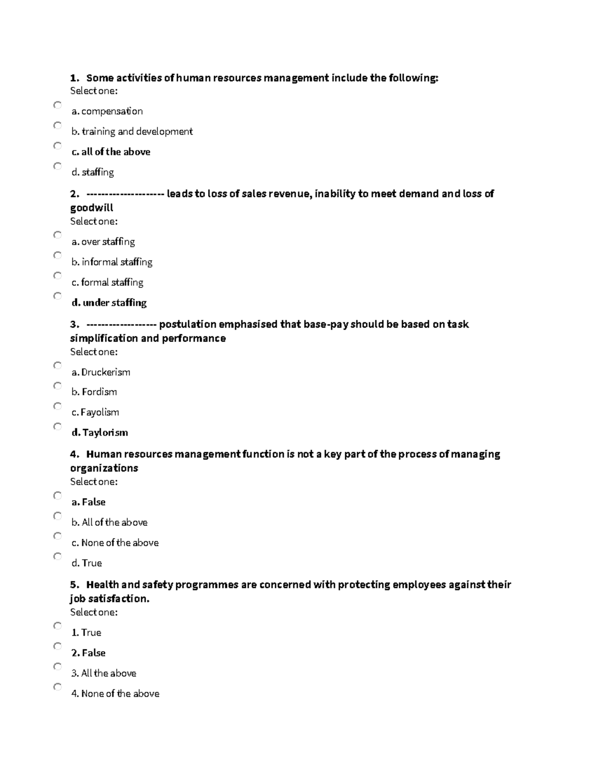 IRP 120 practise Questions - 1. Some activities of human resources ...