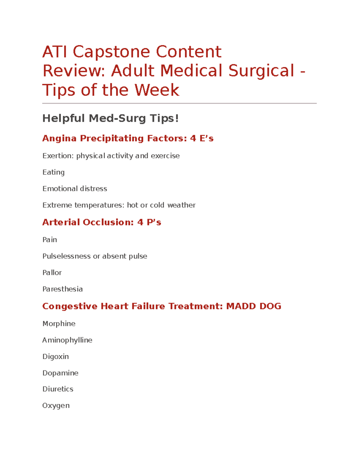 ATI- Weeklytips 3 - ATI notes-including notes from ATI prep - ATI ...