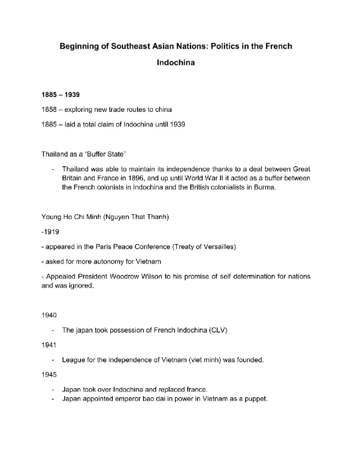 The beginning of indochina war - Asean Studies - Studocu