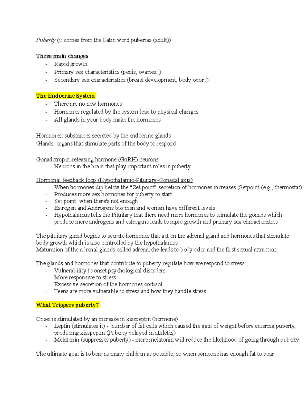 Biological Transitions - Puberty (it comes from the Latin word pubertas ...