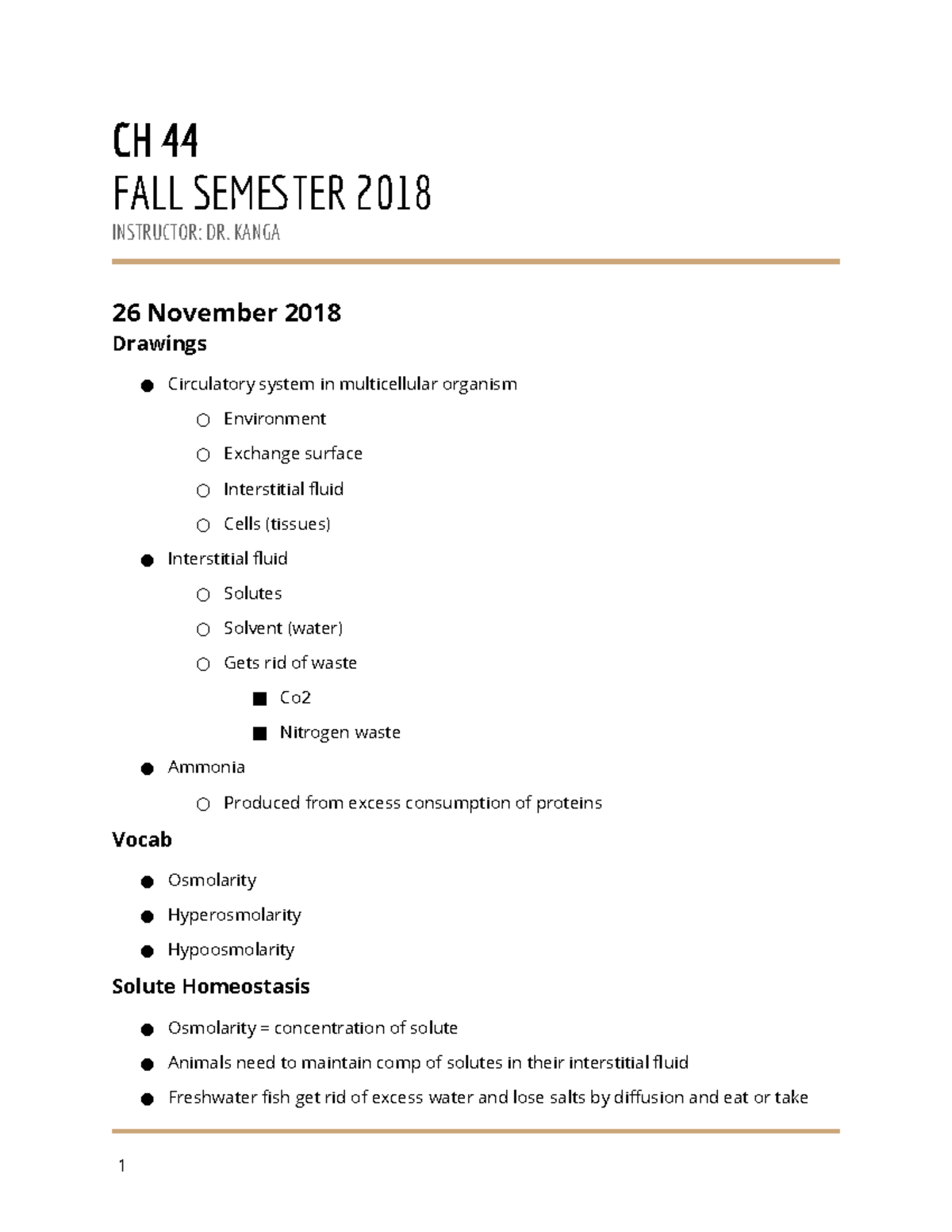 Ch 44 Notes and Questions for Midterm - CH 44 FALL SEMESTER 2018 ...