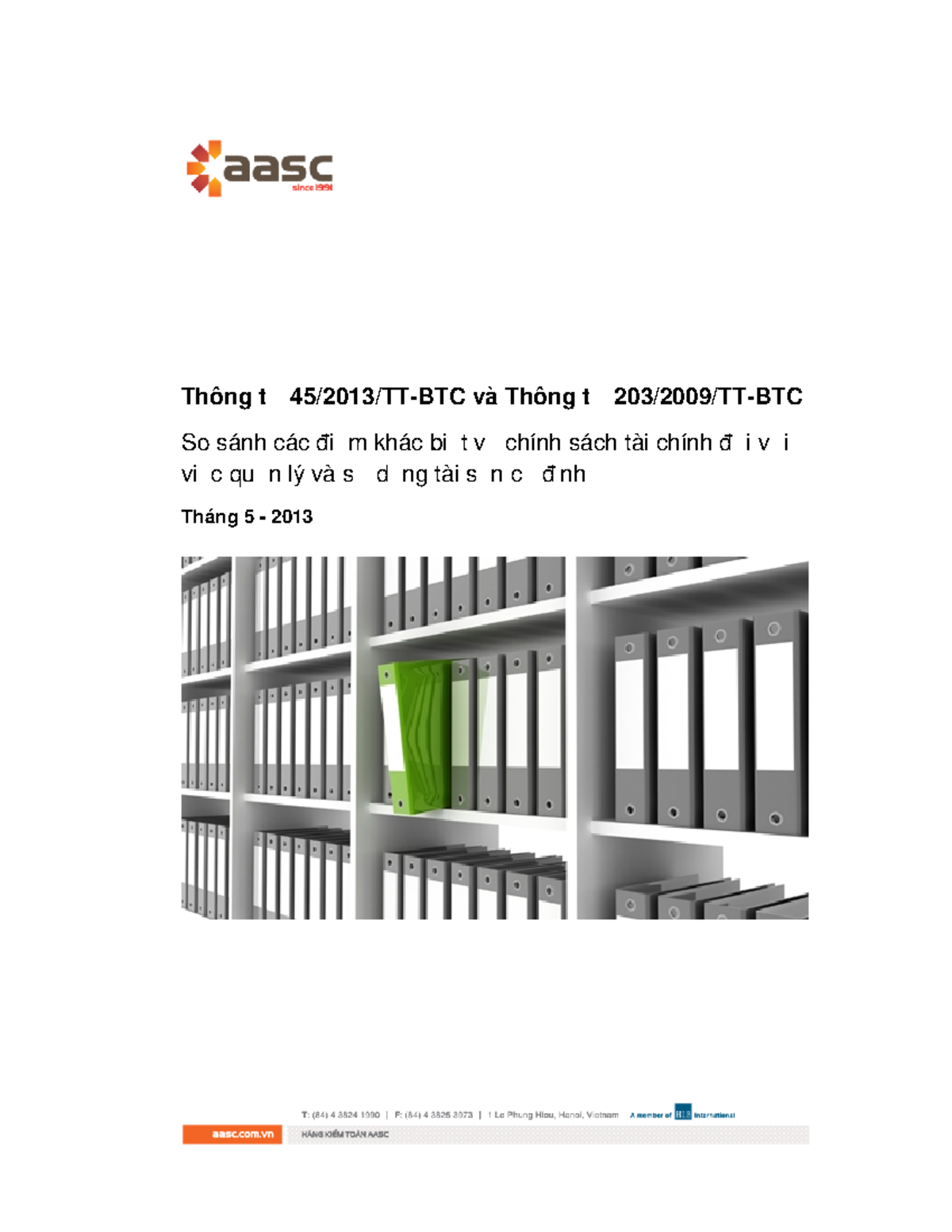 Ban tin thay doi chinh sach ve TSCD - Thông tư 45/2013/TT-BTC và Thông ...