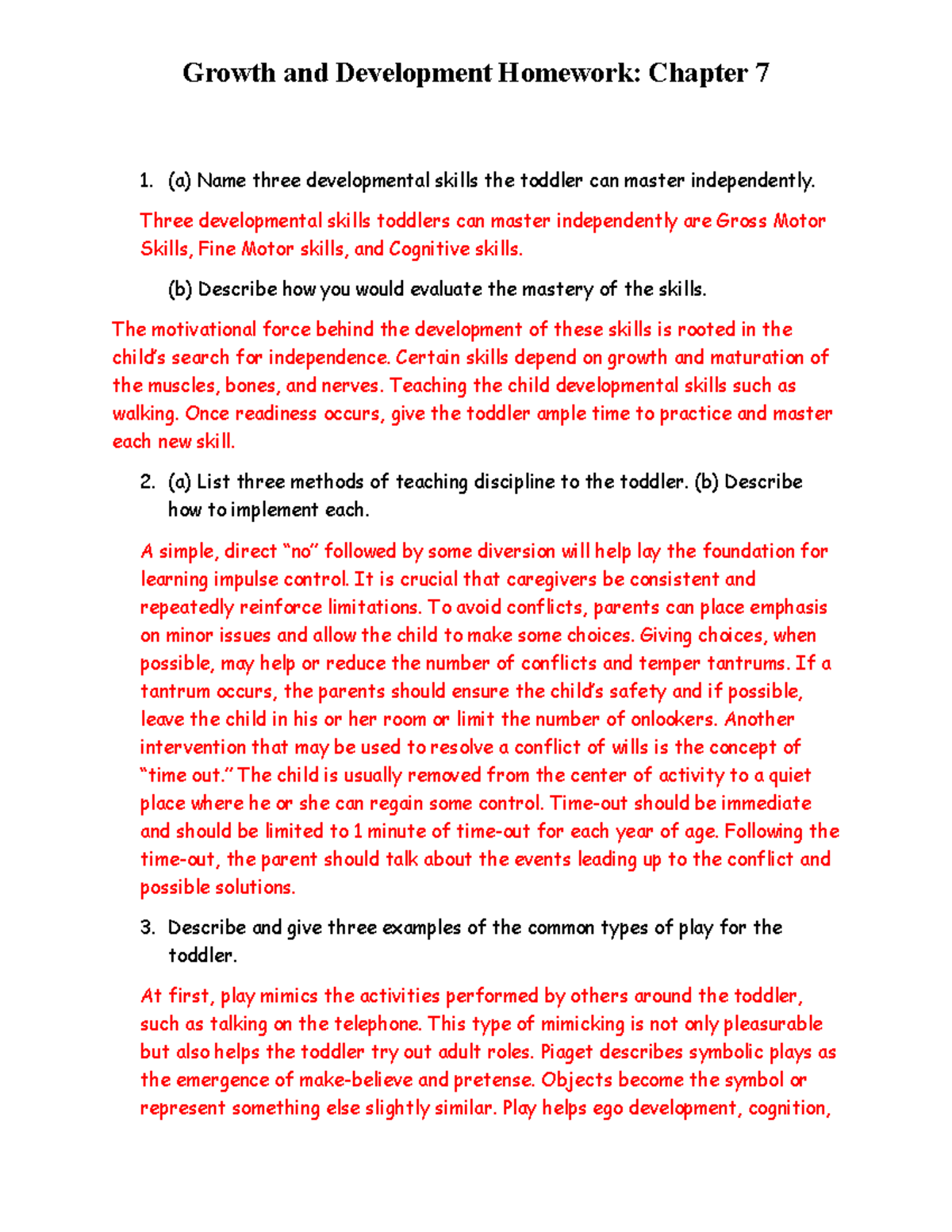 GD HW Chapter 7 - growth and development - (a) Name three developmental ...