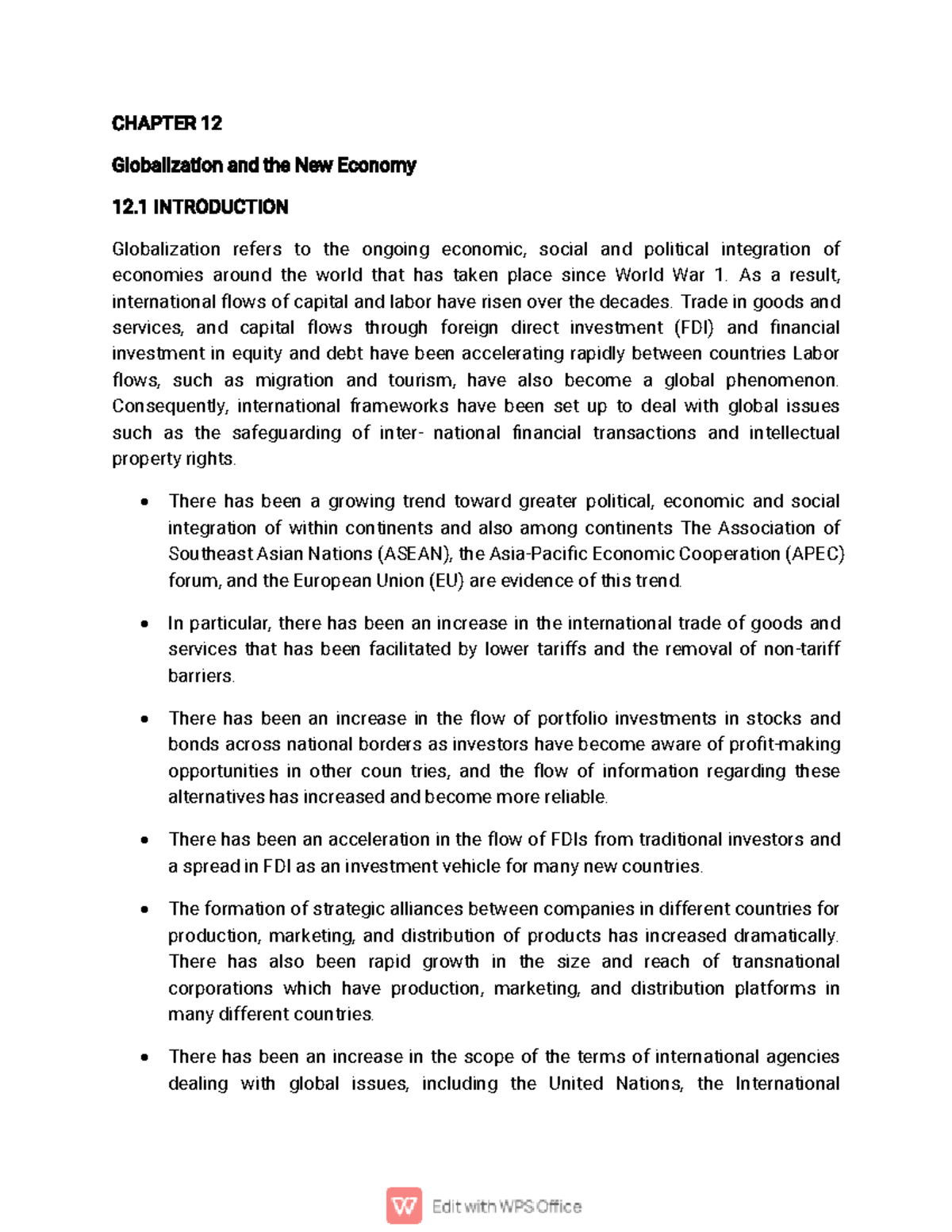 Chapter 12 Globalization and the New Economy Introduction - CHAPTER 12 ...
