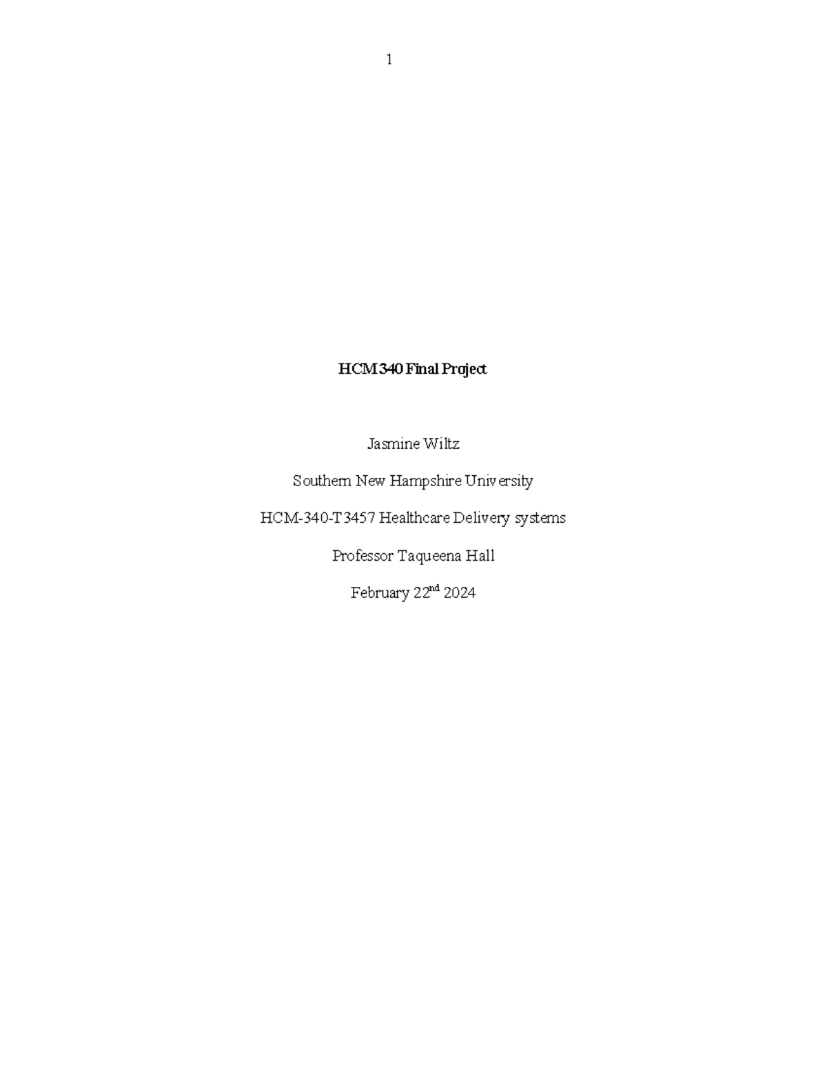 HCM 340 Final Project - I am a student who is looking to connect with ...