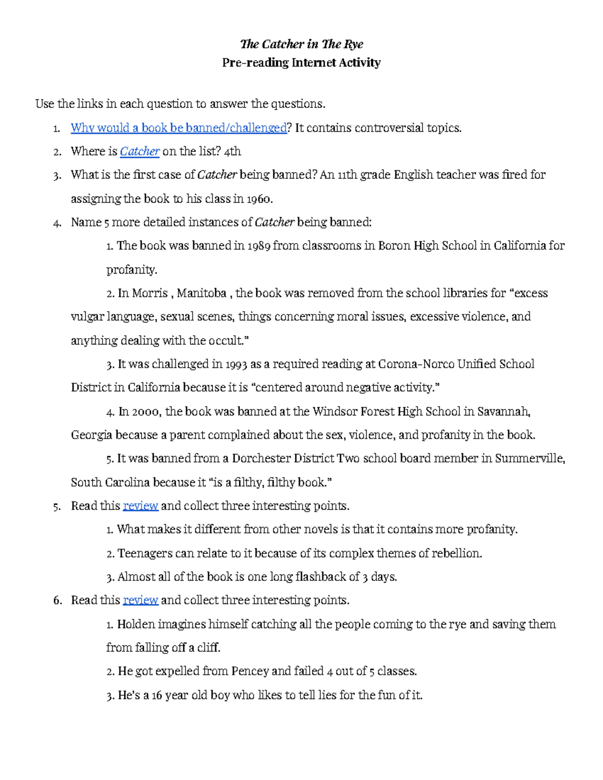 Jazlene Rodriguez - Catcher pre-reading - 4446880 - Studocu