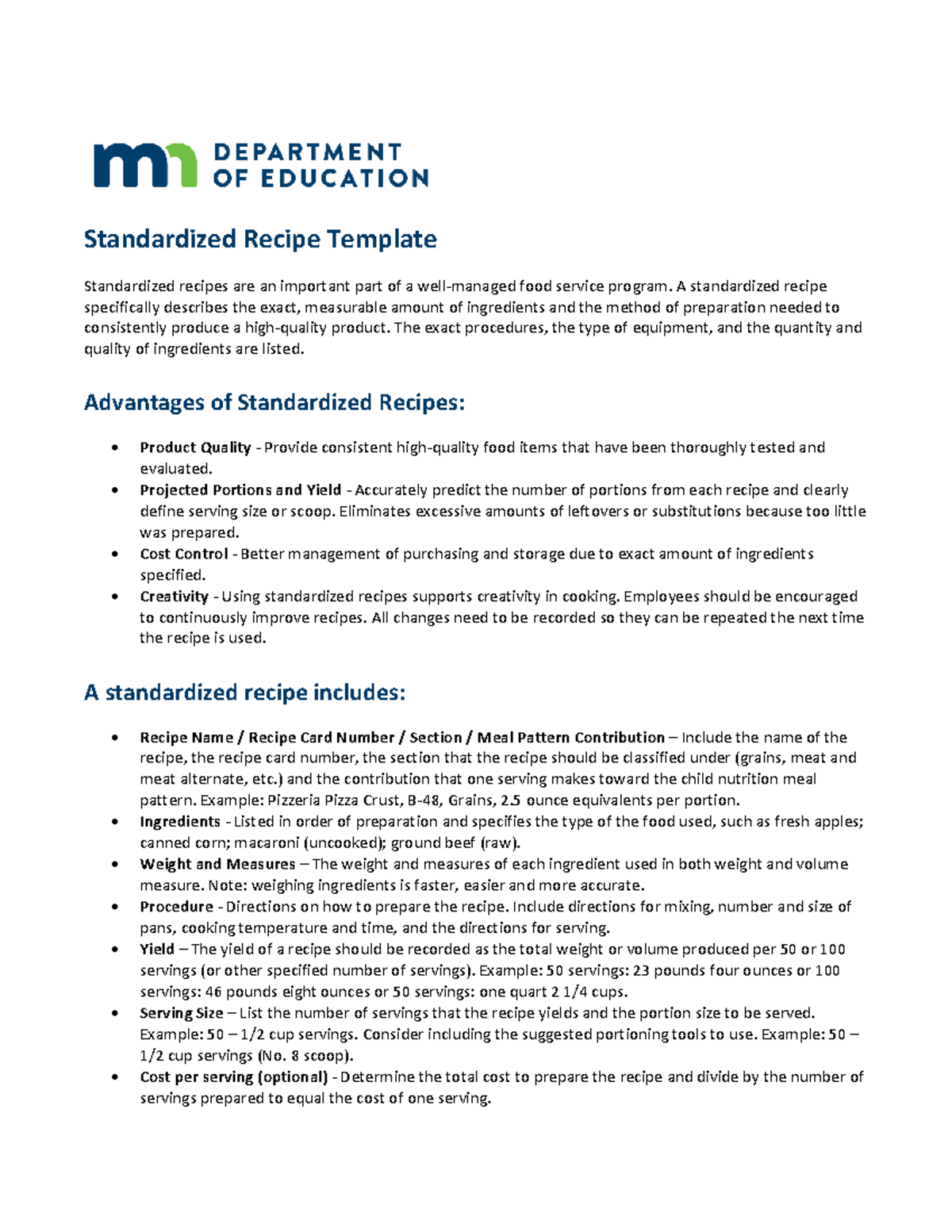 Standardized Recipe Template 057472 ER - Standardized Recipe Template ...