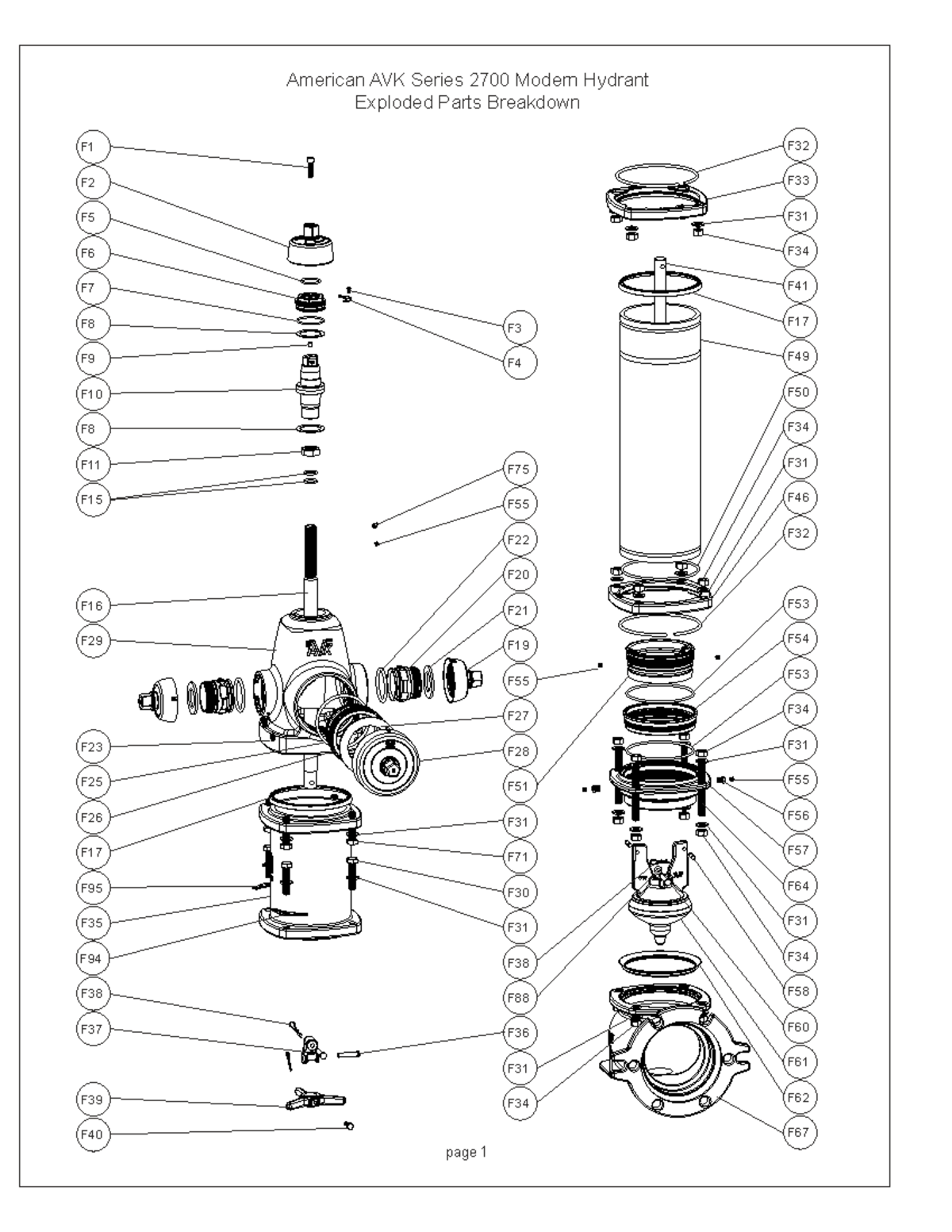 Despiece Hidrante - American AVK Series 2700 Modern Hydrant page F ...