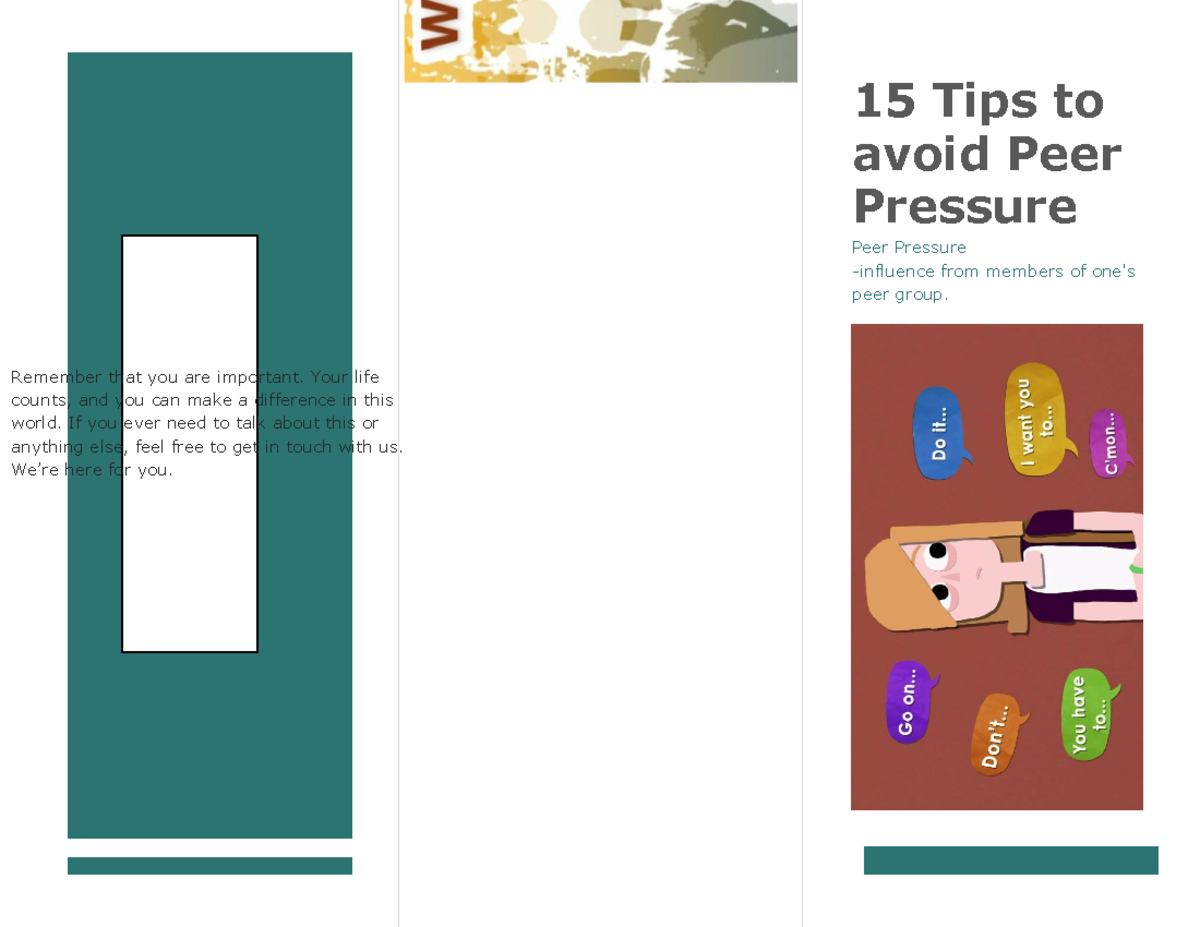 15 Tips to avoid Peer Pressure - 15 Tips to avoid Peer Pressure Peer ...