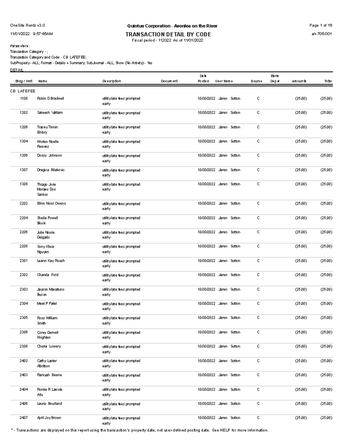 Transaction Detail BY CODE - Fiscal period - 112022 As of 11/01 ...