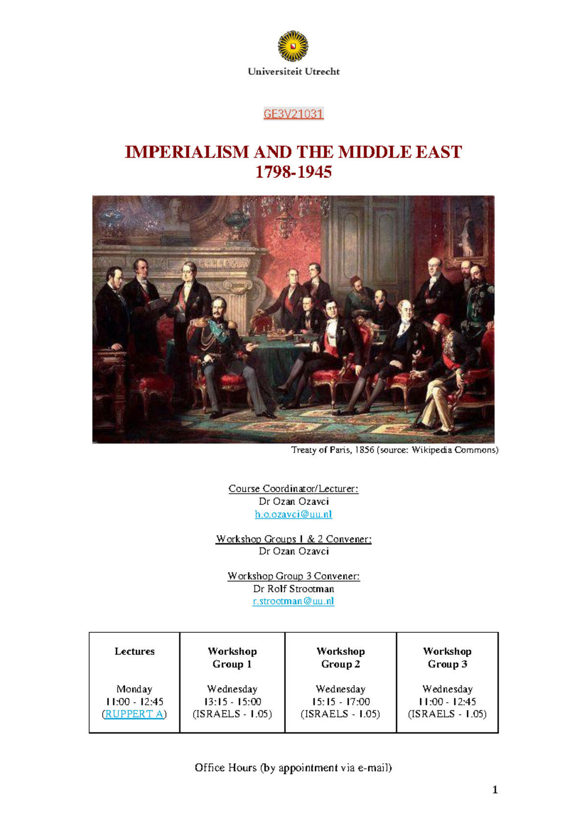 Syllabus Imperialism and the Middle East Syllabus 2024 - GE3V ...