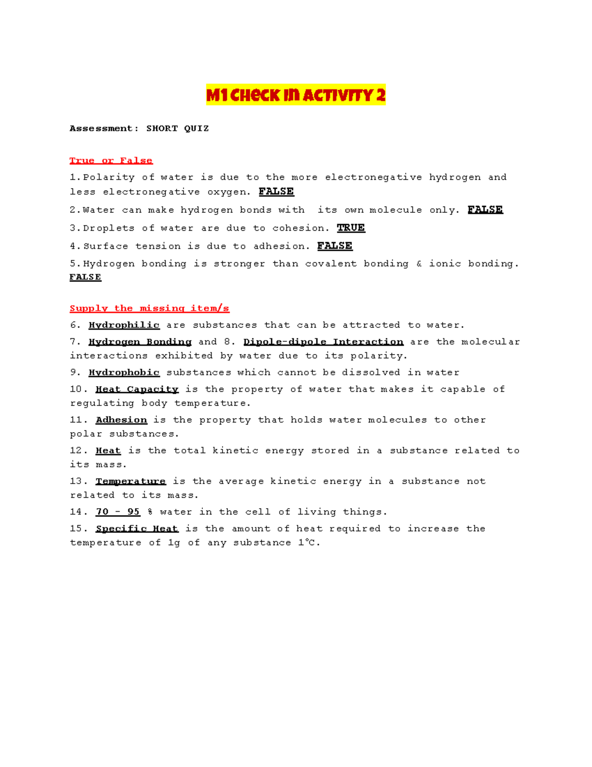 Biochem LEC M1 CIA 2 - Assignment in module 1 - M1 Check In Activity 2 ...