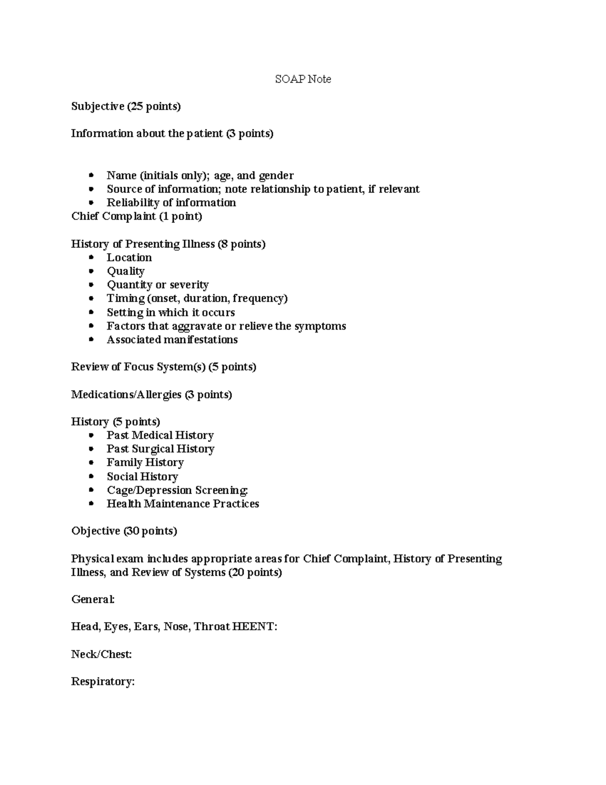 SOAP Note Template - SOAP note example - SOAP Note Subjective (25 ...