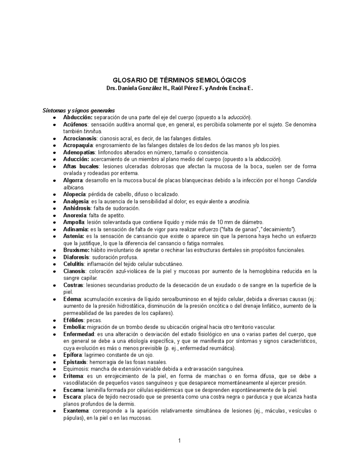 Glosario te 769 rminos semiolo 769 gicos - GLOSARIO DE TÉRMINOS SEMIOLÓGICOS Drs. Daniela ...