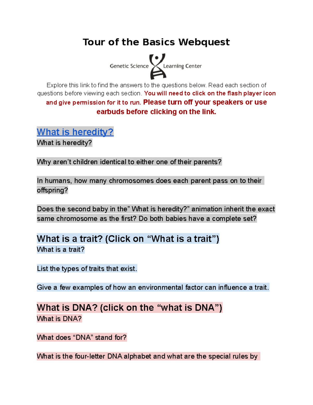 2017 Tour of Basics Webquest - Tour of the Basics Webquest questions ...