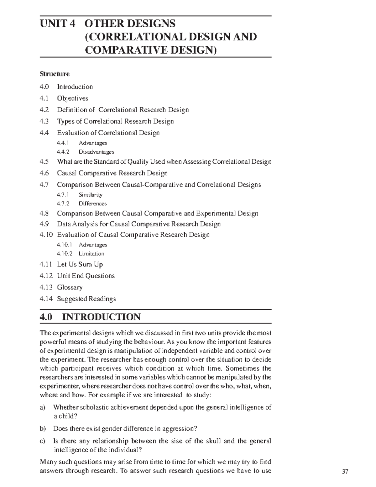 Unit-4 - Psychology - Quasi Experimental Design UNIT 4 OTHER DESIGNS (CORRELATIONAL DESIGN AND ...